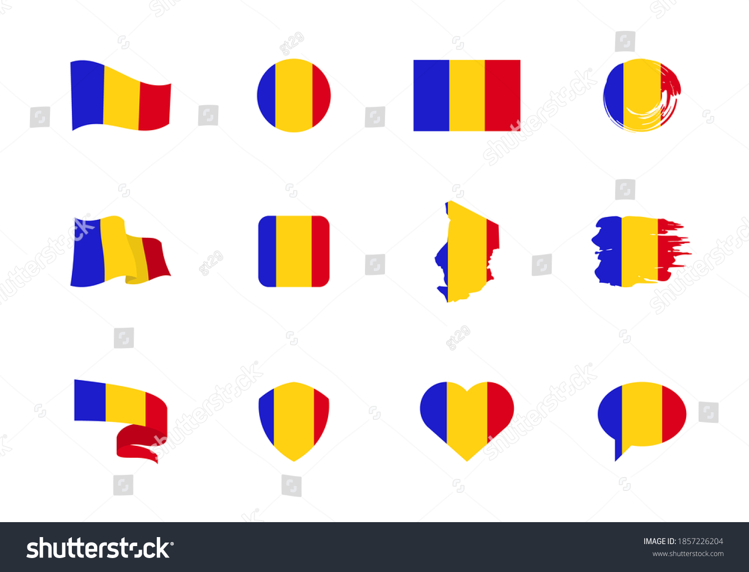 Flags of Chad - flat collection. Flags of - Royalty Free Stock Vector ...