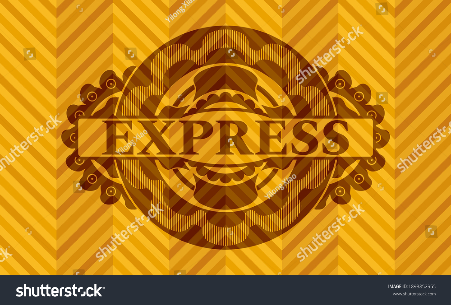 Express text inside orange color realistic badge - Royalty Free Stock ...
