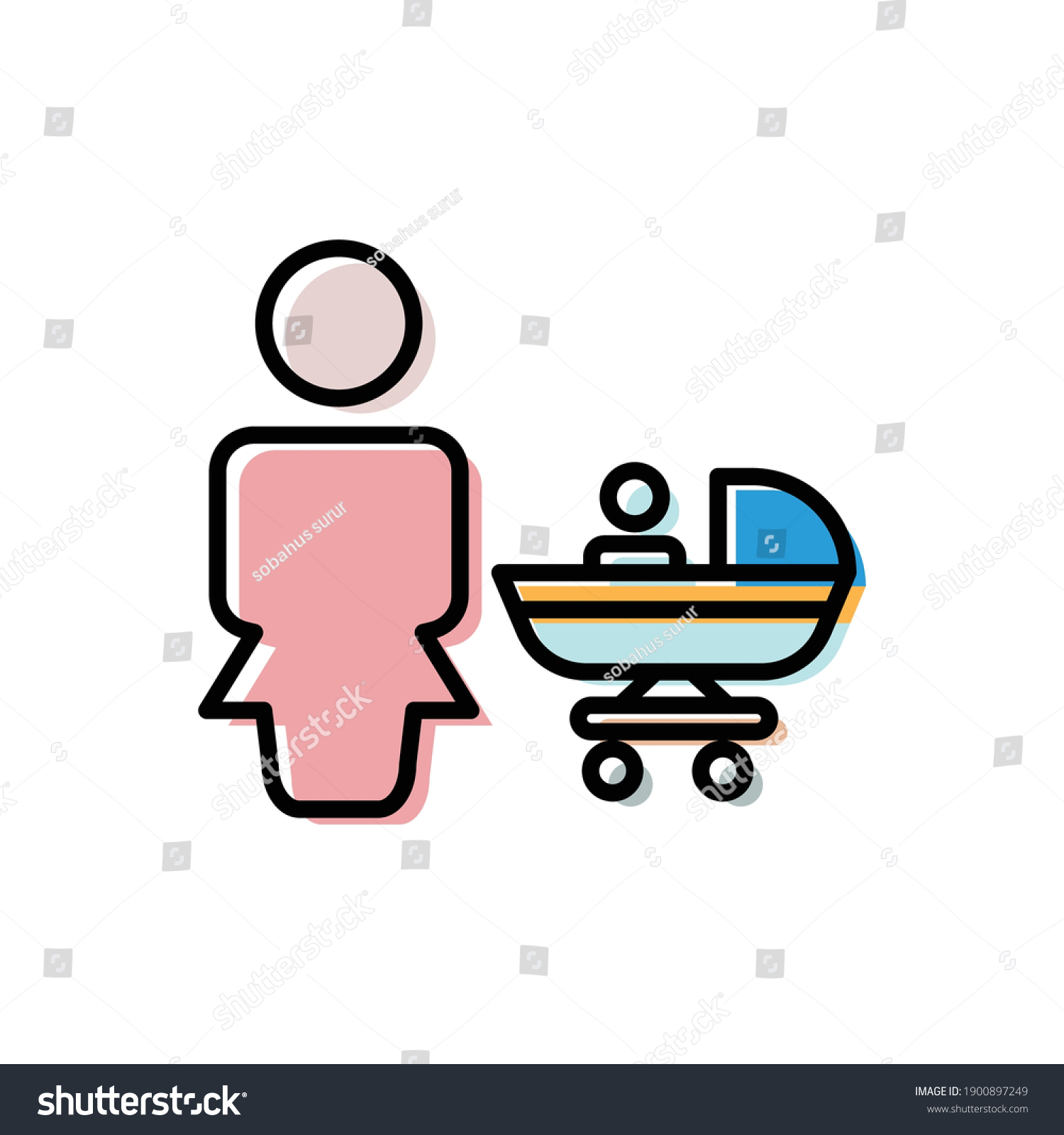 Family lineal color icon. mother with baby in - Royalty Free Stock ...