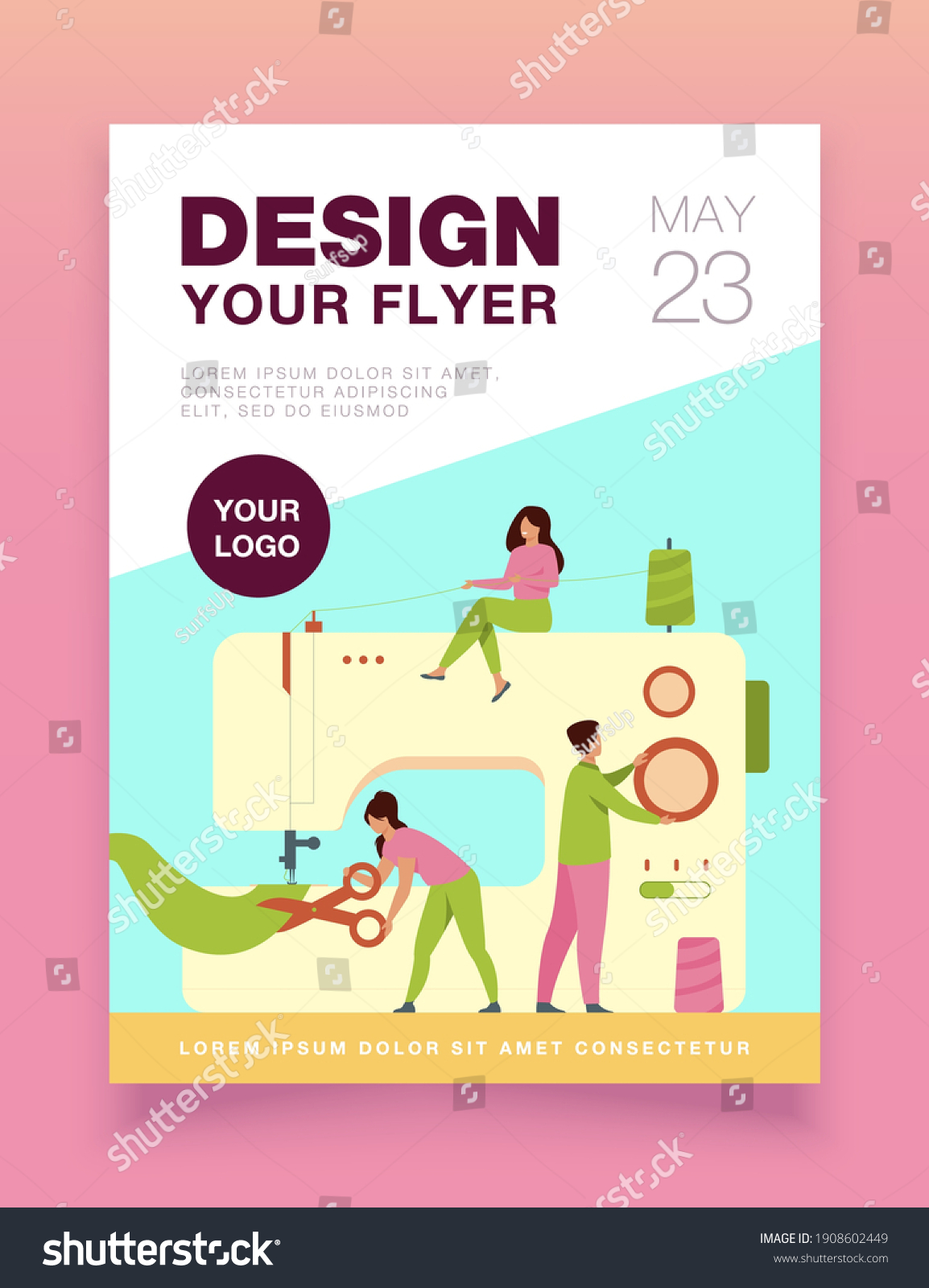 Tiny Tailors Creating Outfit And Apparel On Royalty Free Stock Vector