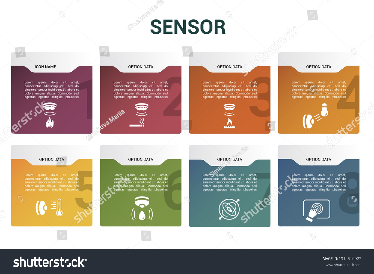 Infographic Sensor template. Icons in different - Royalty Free Stock ...