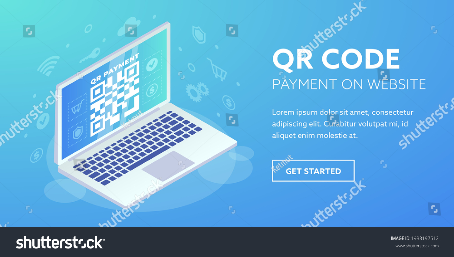 Qr Code Payment On Website Banner 3d Scan Royalty Free Stock Vector 1933197512