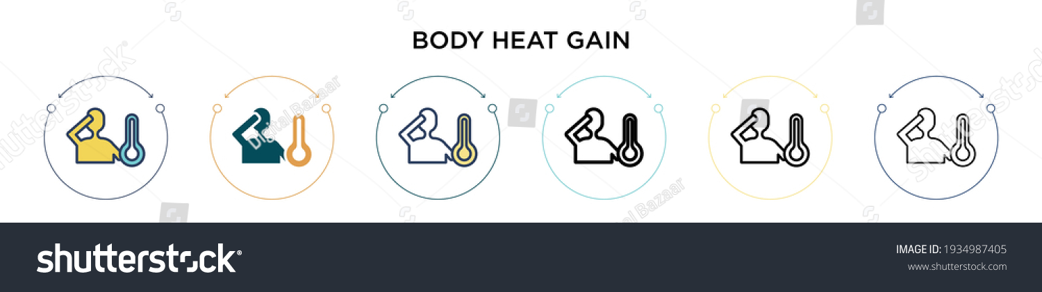 Body heat gain icon in filled, thin line, - Royalty Free Stock Vector ...