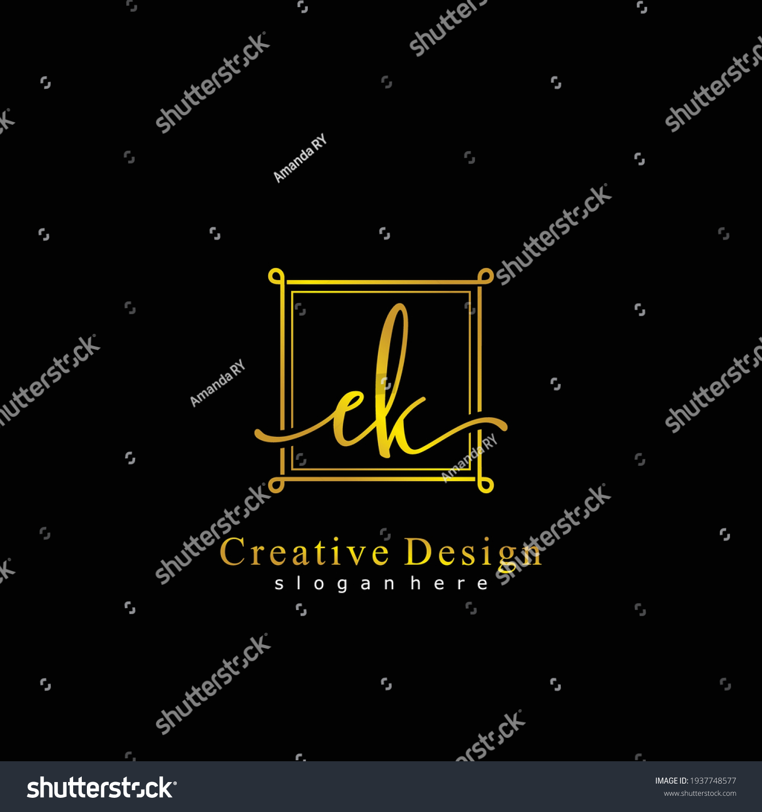 Ek Initial Calligraphy Handwritten Logo Royalty Free Stock Vector 1937748577