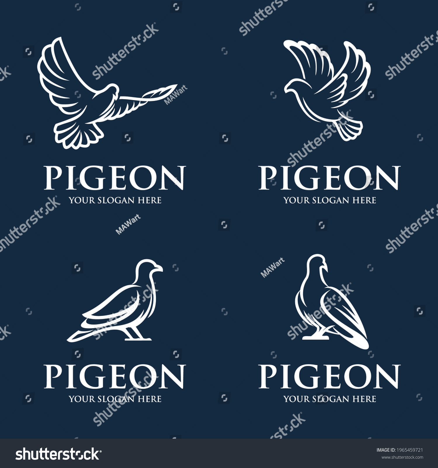 pigeon bird logo vector symbol - Royalty Free Stock Vector 1965459721 ...