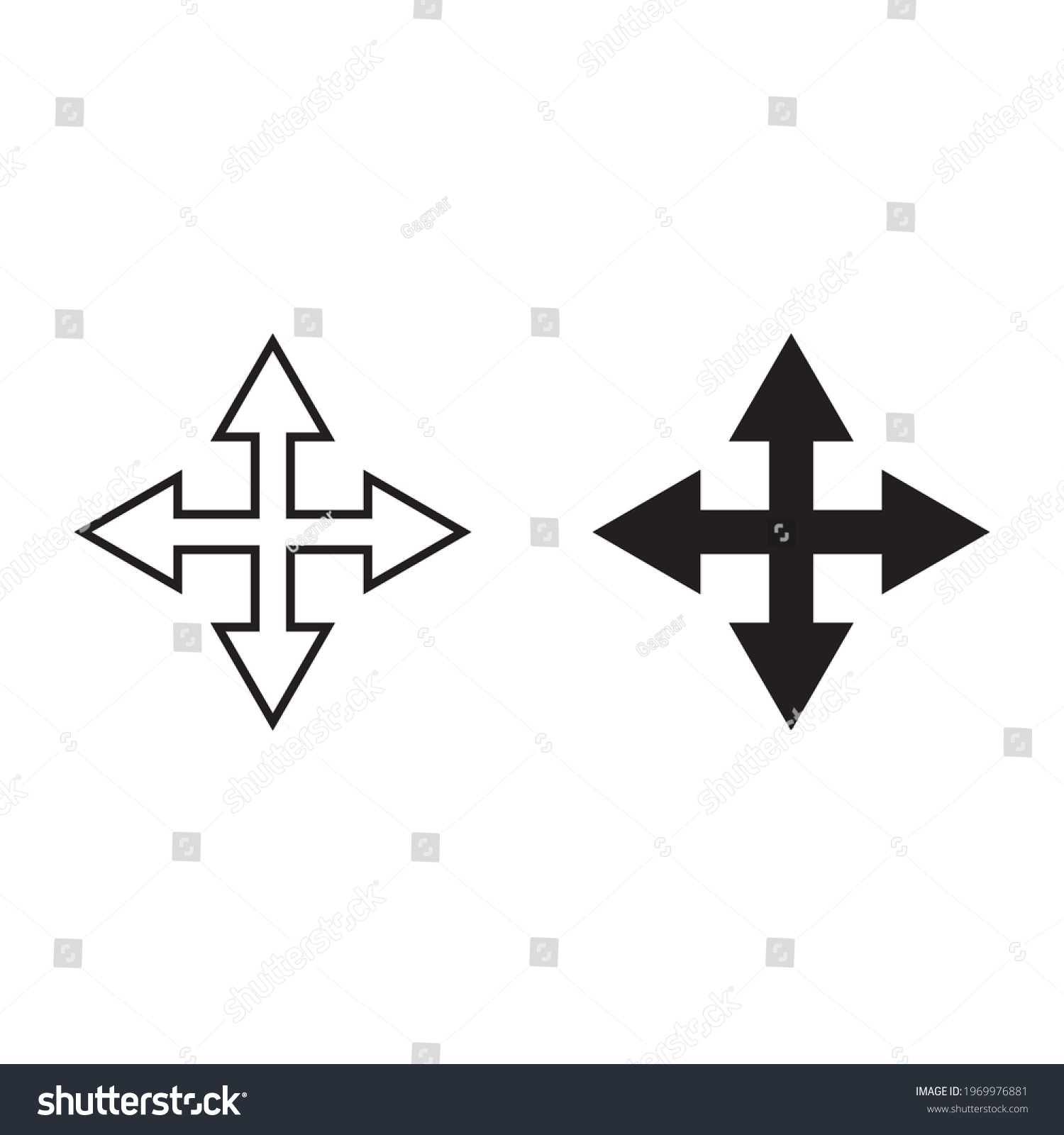 Arrows in four directions icon. Crossroad arrow - Royalty Free Stock ...