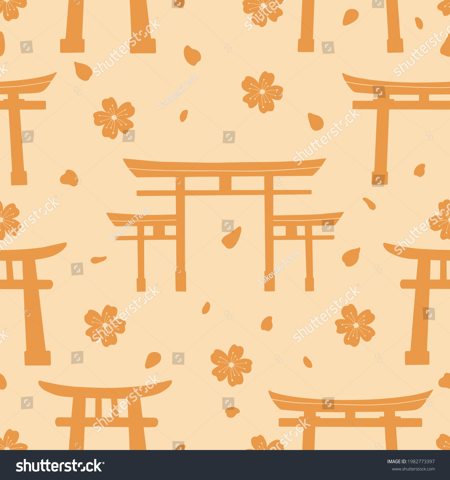 Modern Torii gates seamless pattern. Tori (Torii - Royalty Free Stock ...