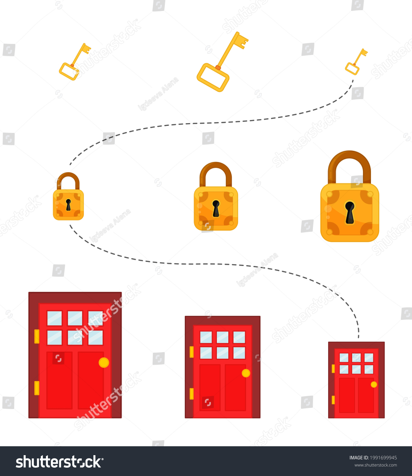 Matching children educational game. Match key, - Royalty Free Stock ...