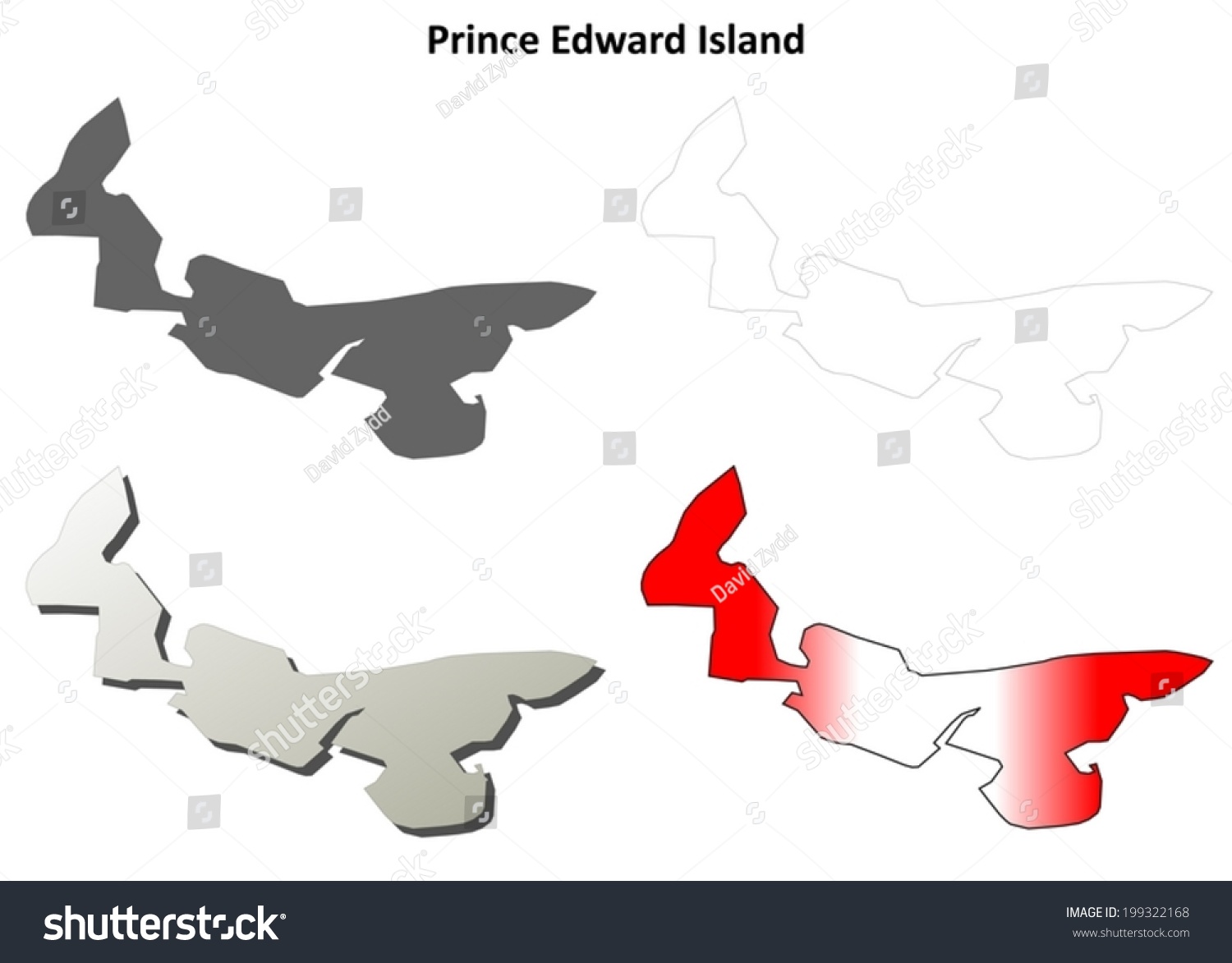 Prince Edward Island blank outline map set - - Royalty Free Stock ...
