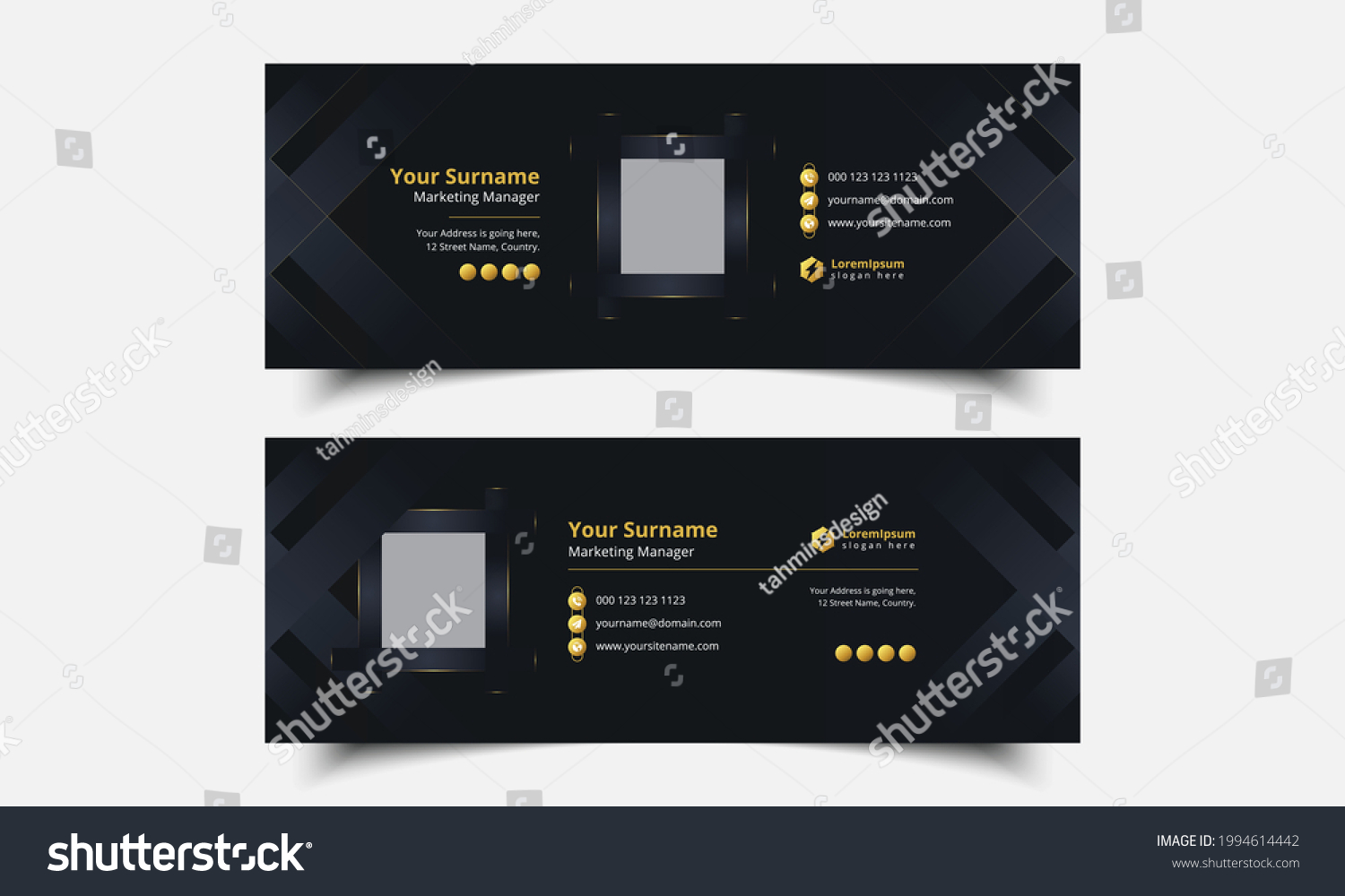 Email signature black color template design or - Royalty Free Stock ...