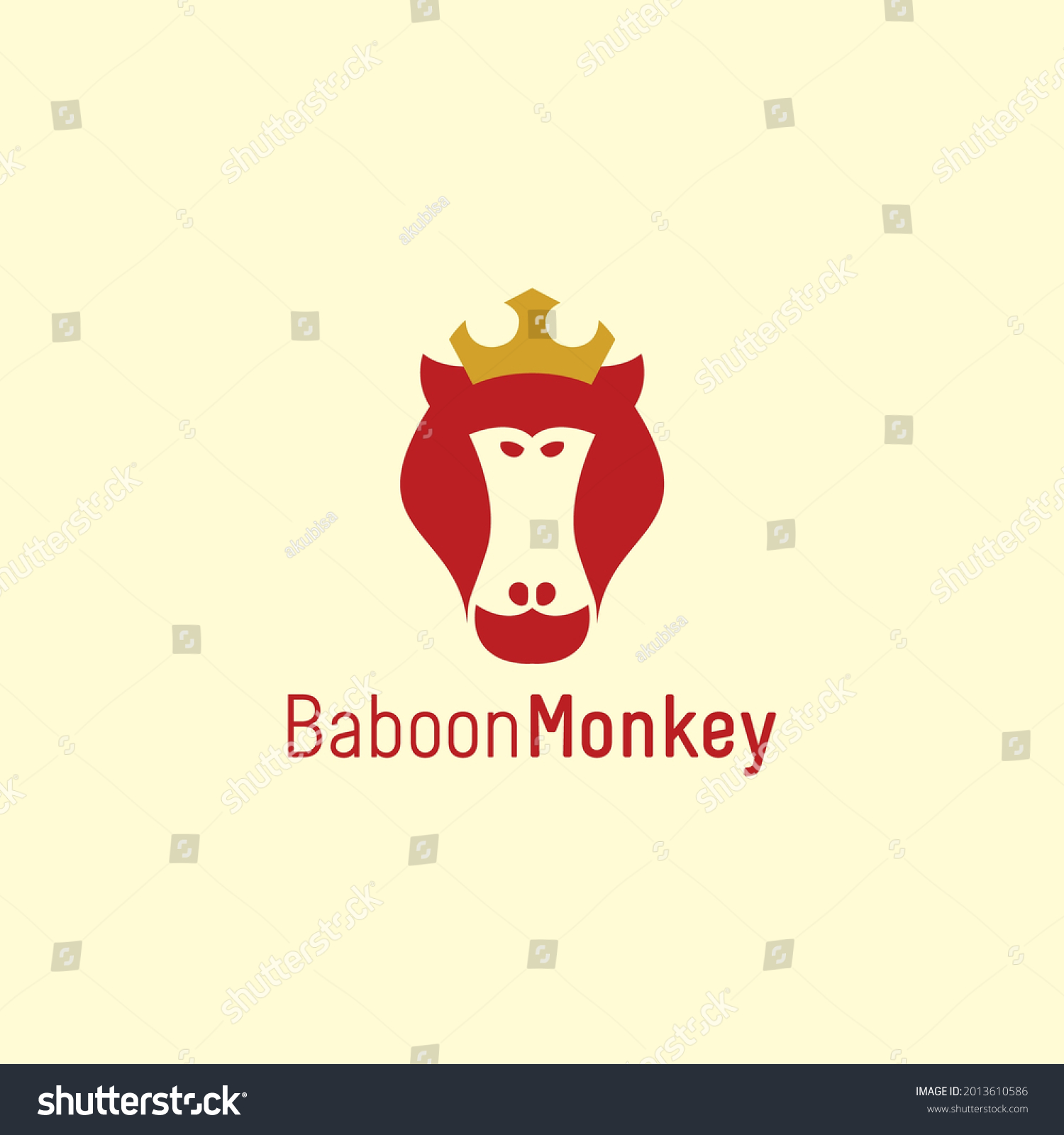 Baboon Monkey Crown Logo Design - Royalty Free Stock Vector 2013610586 ...