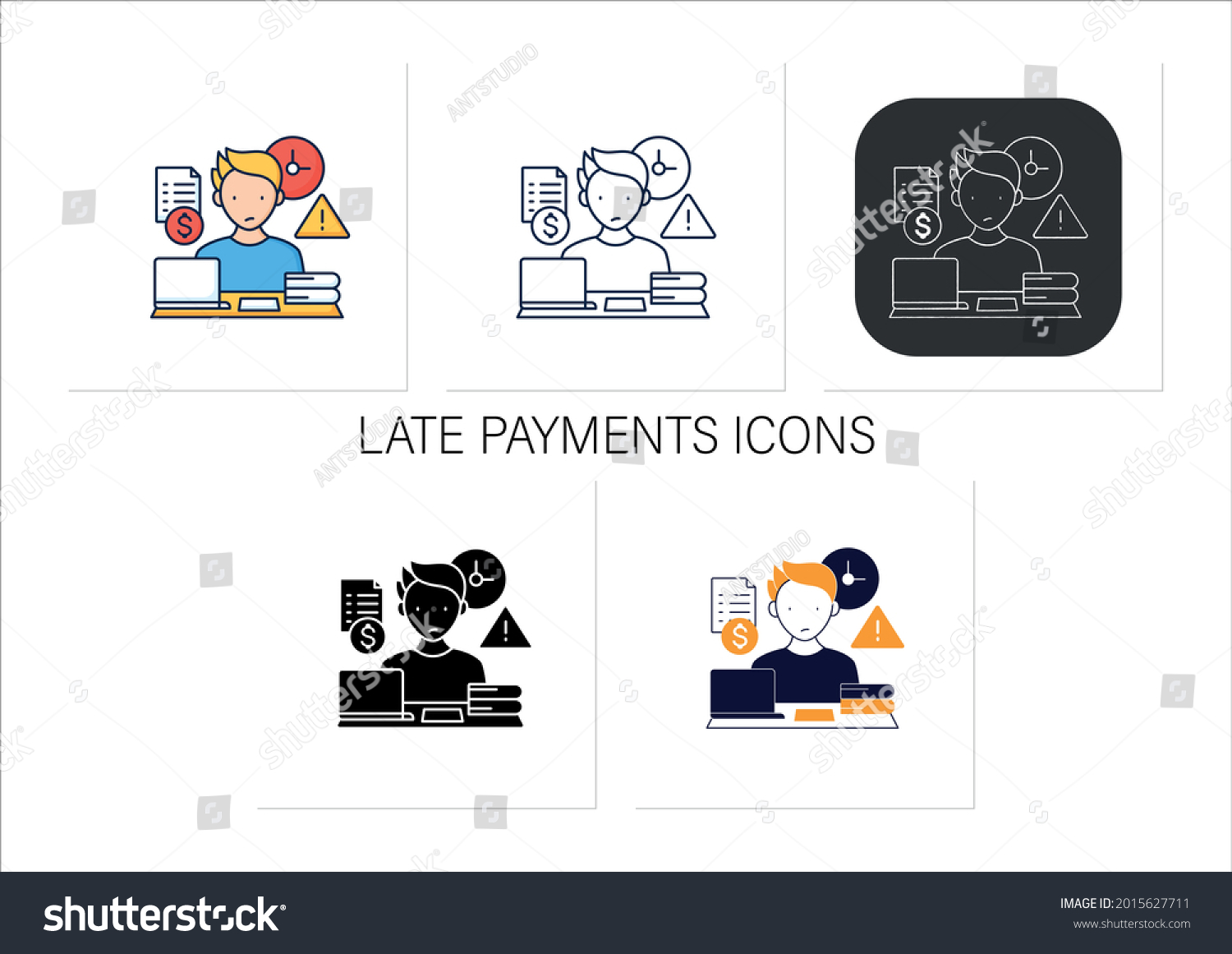 Late payments icons set.Invoices not paid on - Royalty Free Stock ...