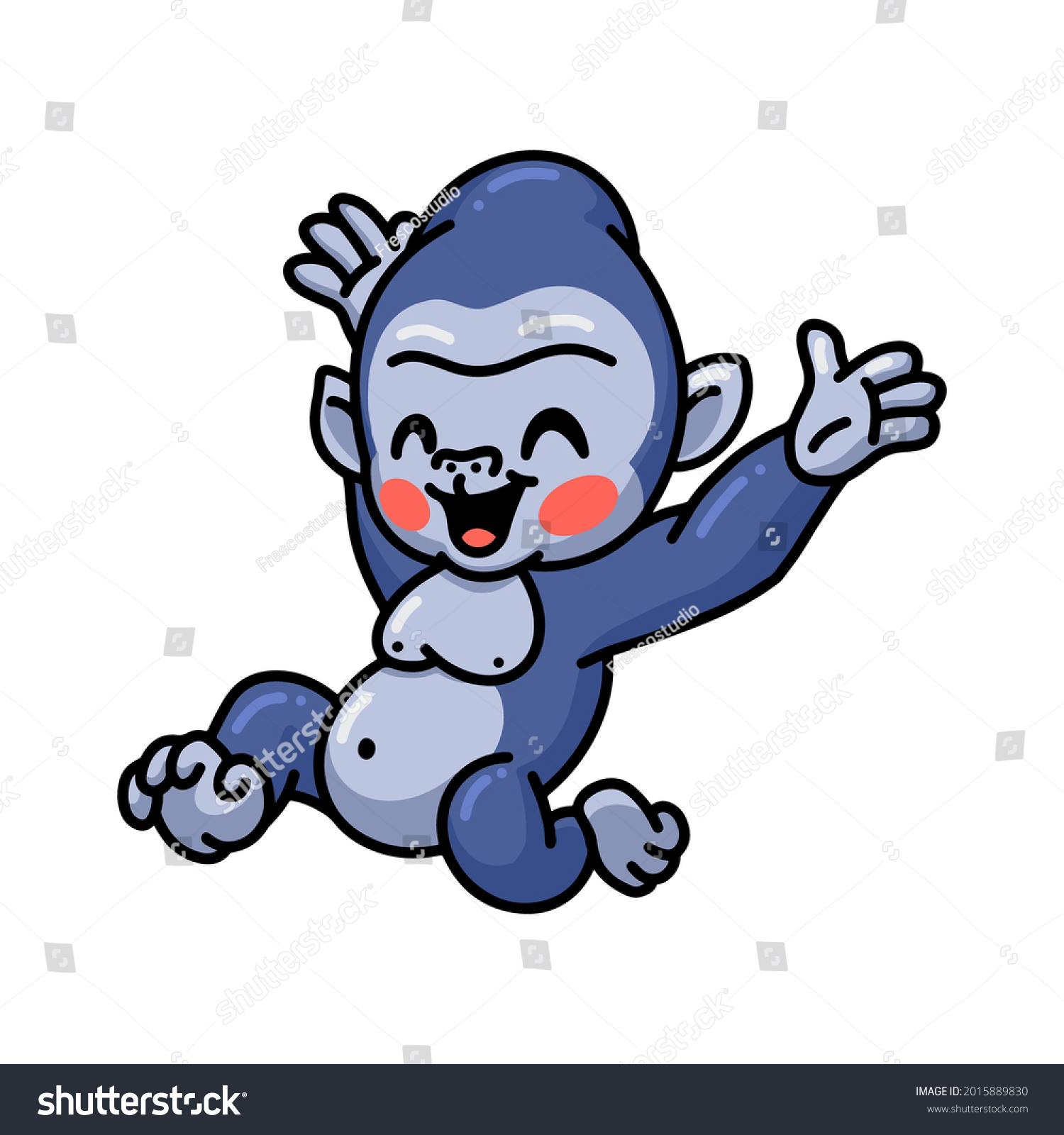 Cute baby gorilla cartoon jumping - Royalty Free Stock Vector ...