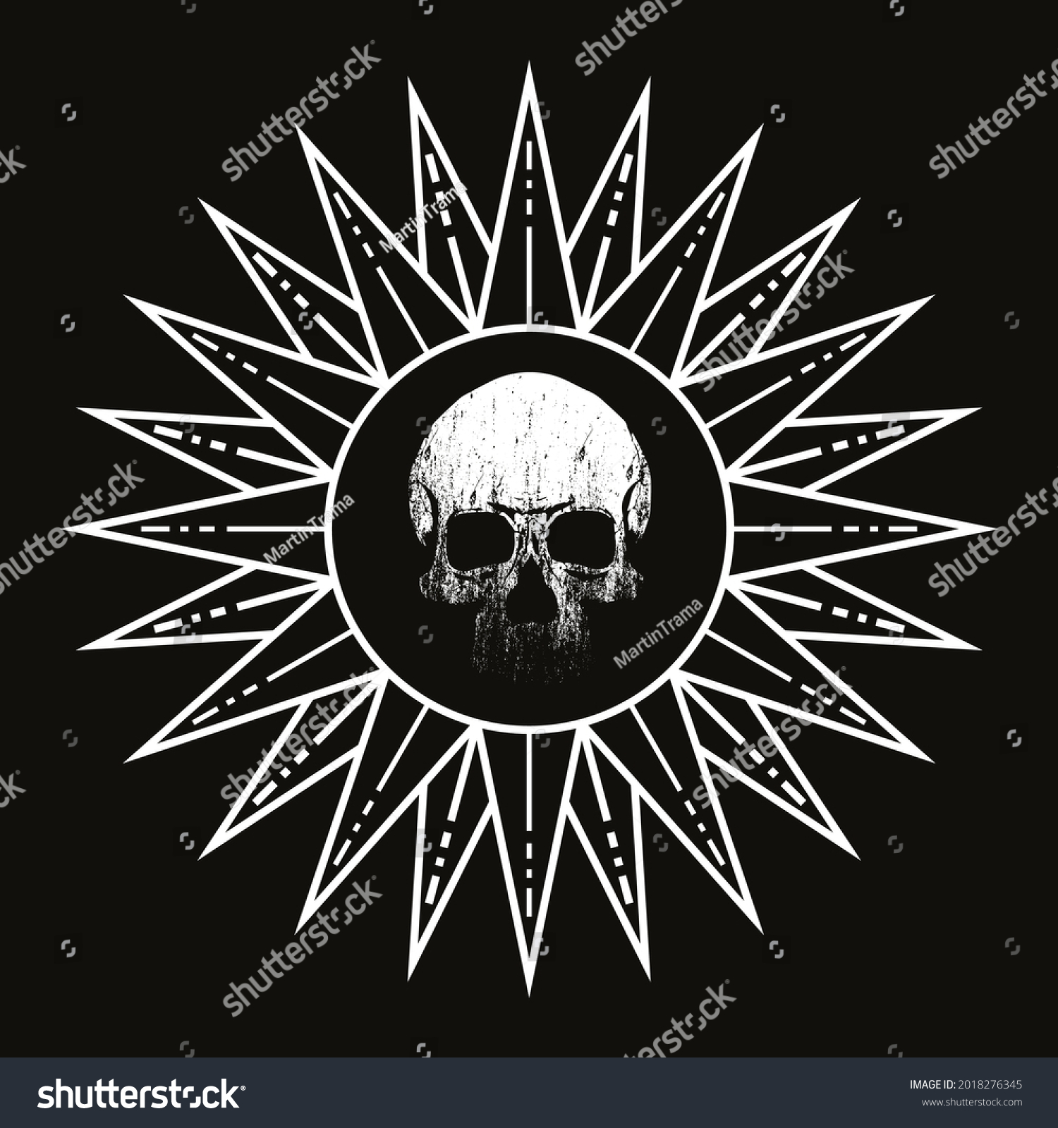 vector illustration of a sun with human skull on - Royalty Free Stock ...
