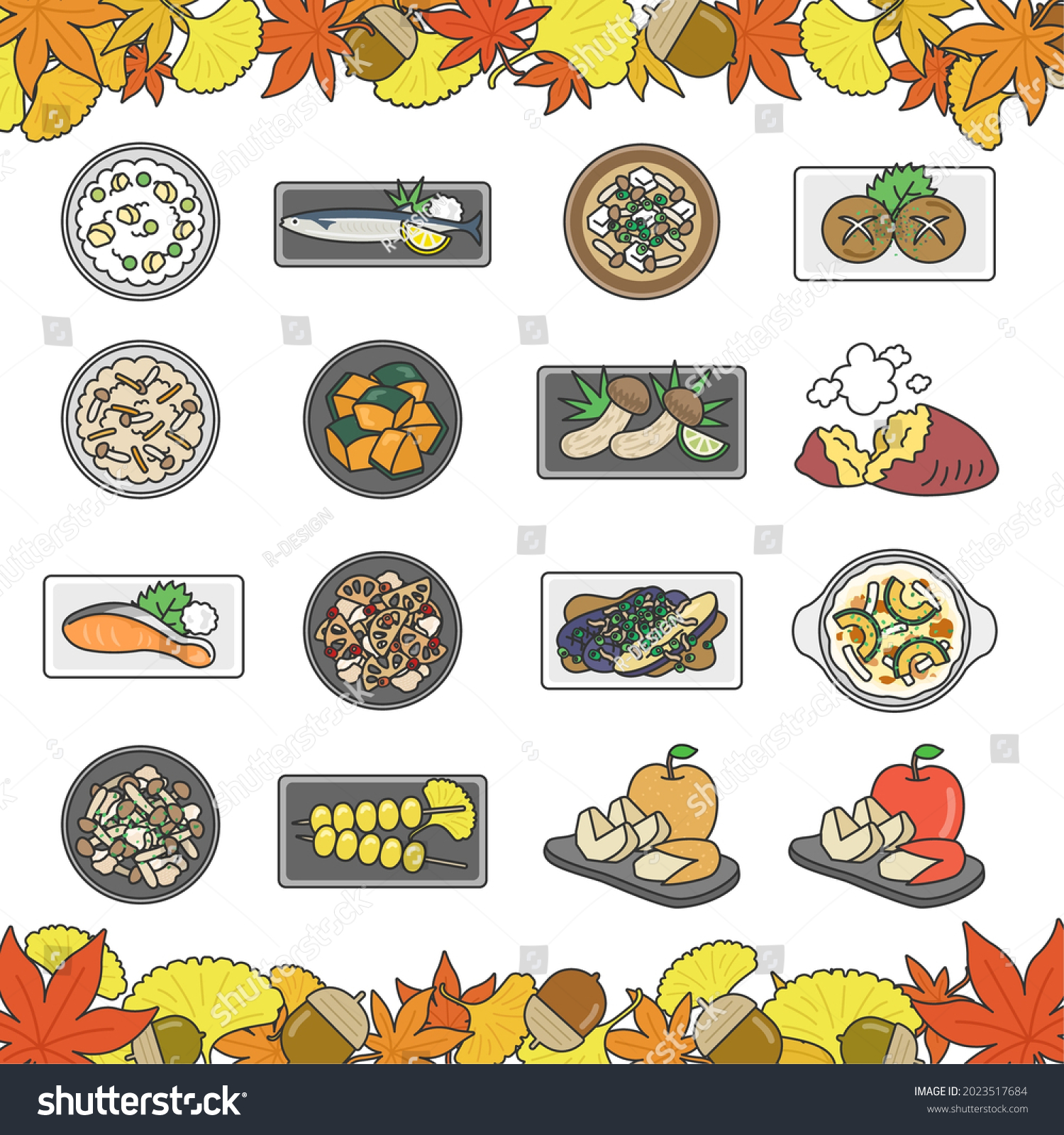 Illustration set of dishes using autumn - Royalty Free Stock Vector ...