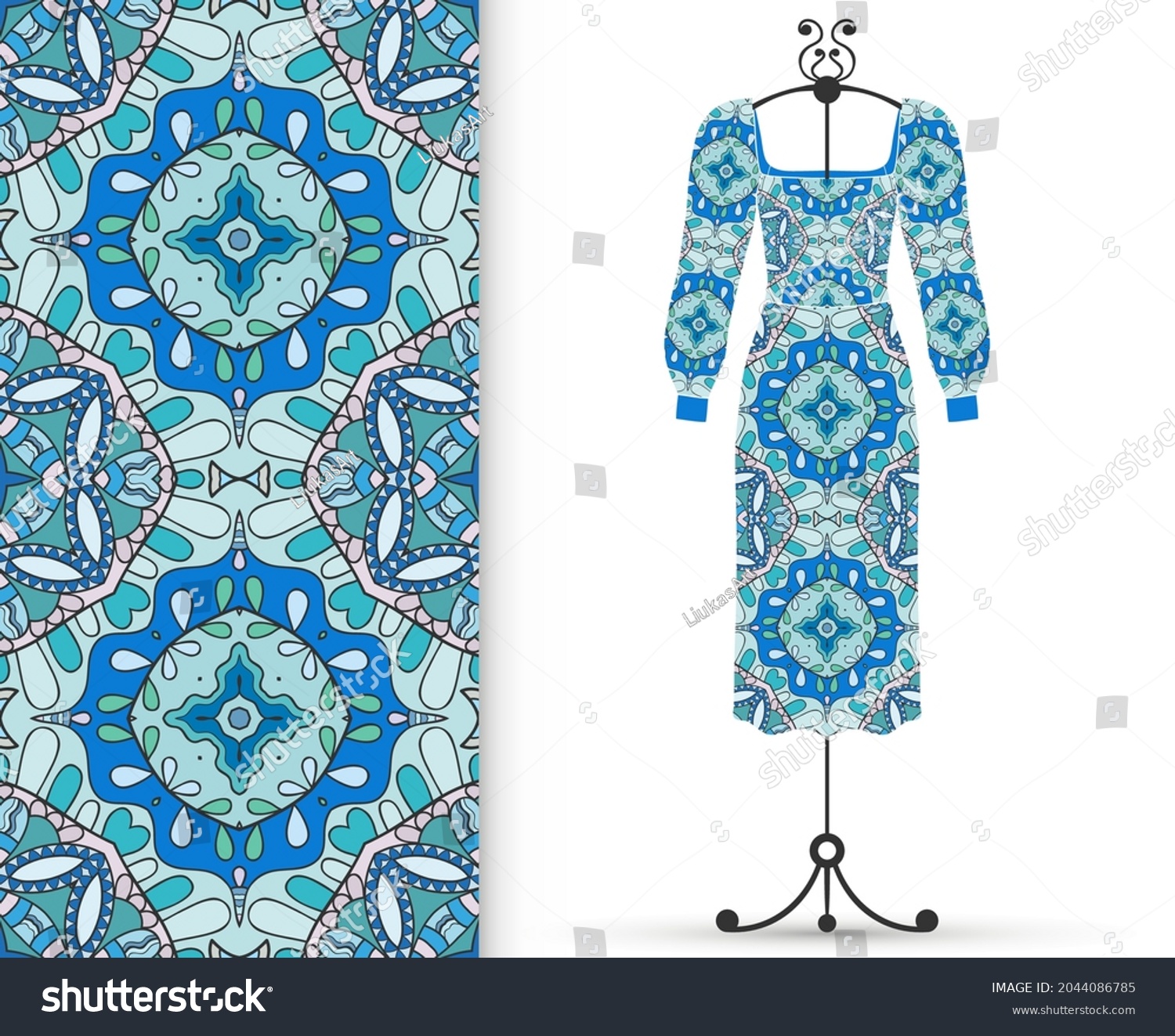 Vector fashion illustration. Women's dress model - Royalty Free Stock ...