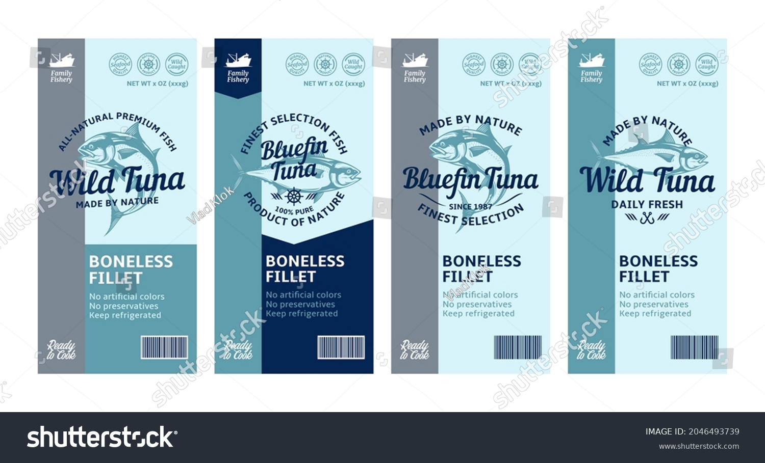 Vector tuna labels and packaging design concepts - Royalty Free Stock ...