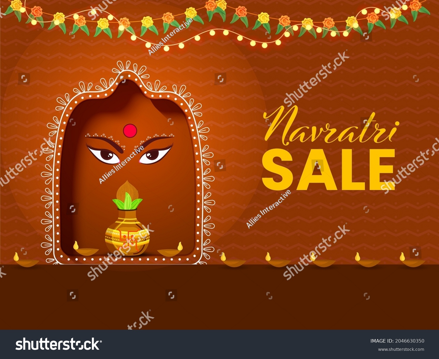 Navratri Sale Poster Design With Goddess (Devi - Royalty Free Stock ...