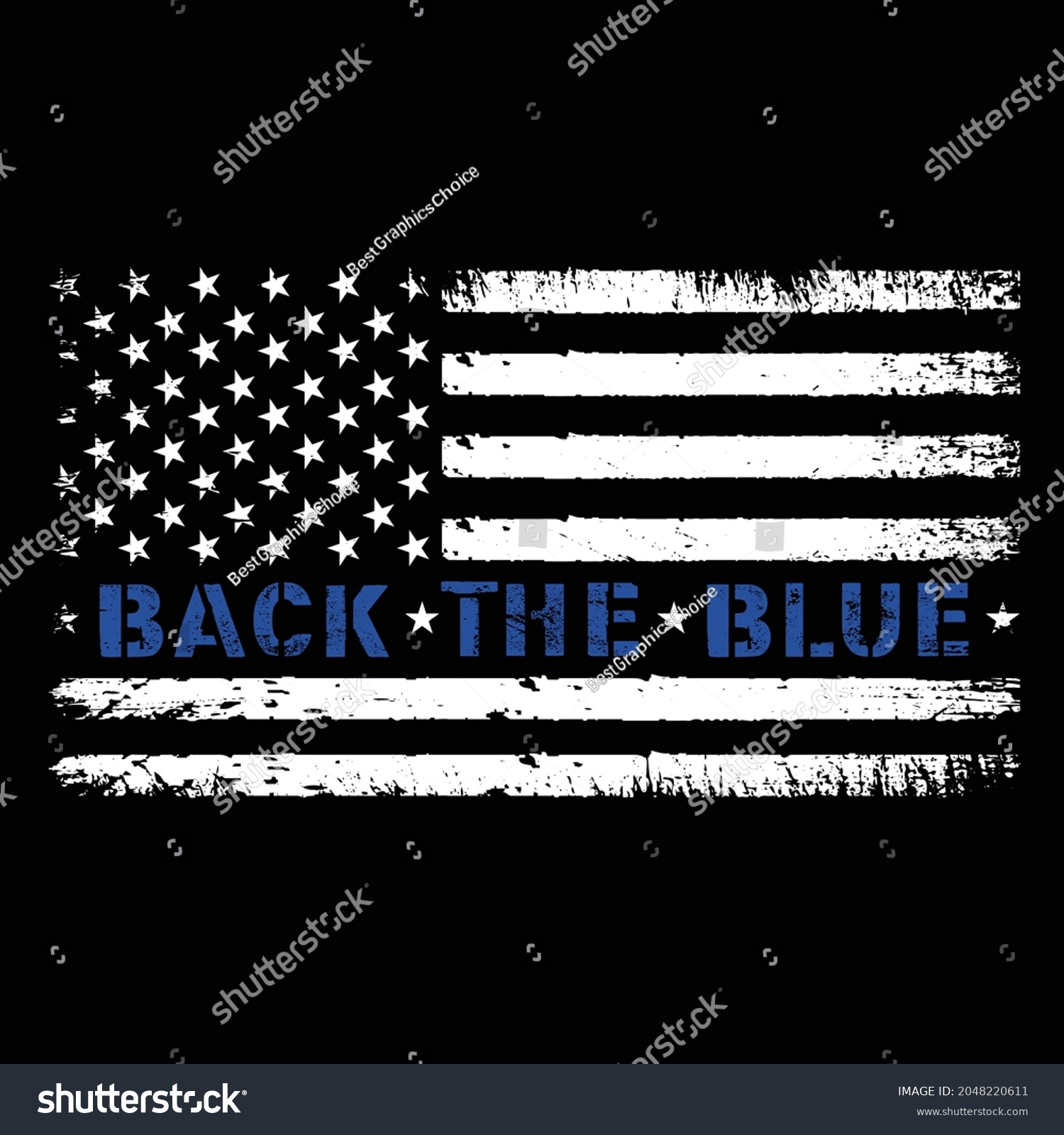Back The Blue American Thin Blue Line Flag T Royalty Free Stock