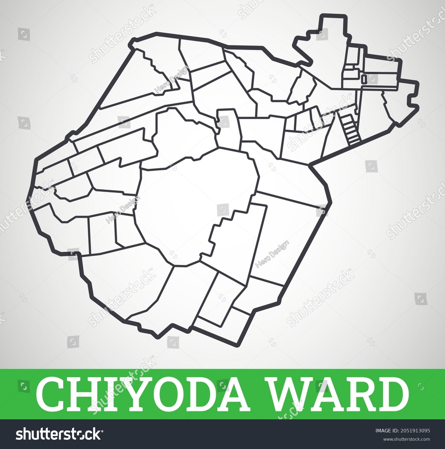 Simple outline map of Chiyoda Ward, Tokyo. - Royalty Free Stock Vector ...