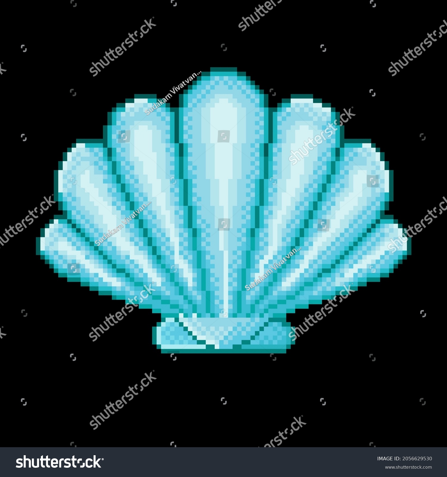 Shell icon pixel art. Clam pixel art. Vector - Royalty Free Stock ...
