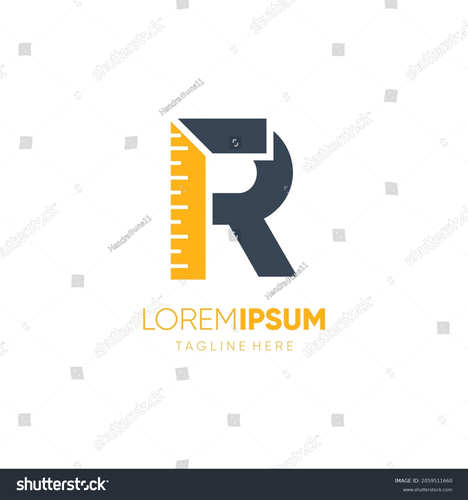 Letter R Ruler Logo Design Vector Graphic Icon - Royalty Free Stock ...