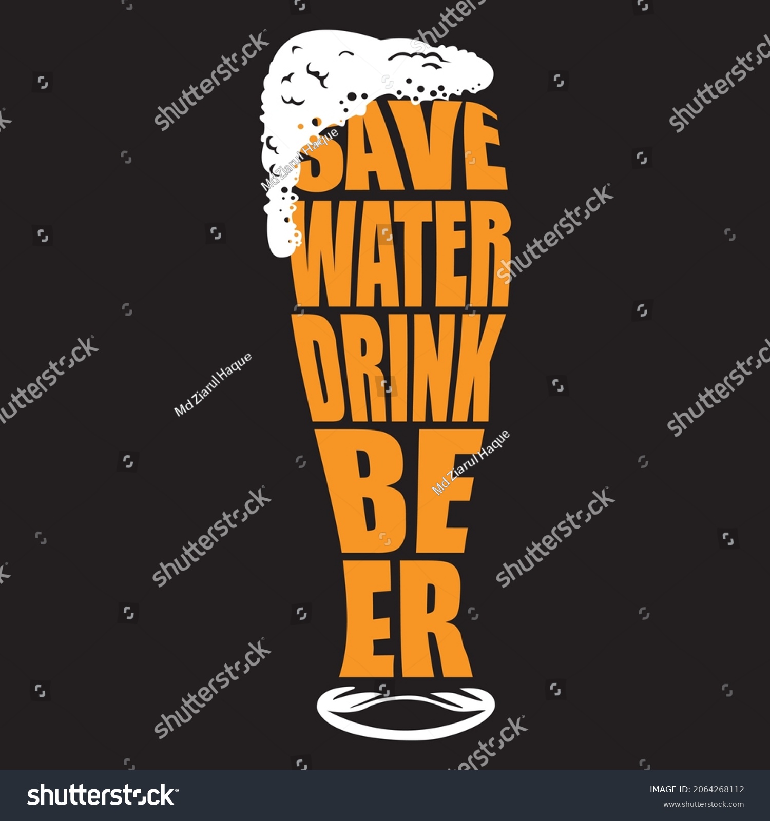 Save Water Drink Beer T Shirt Design Vector Royalty Free Stock