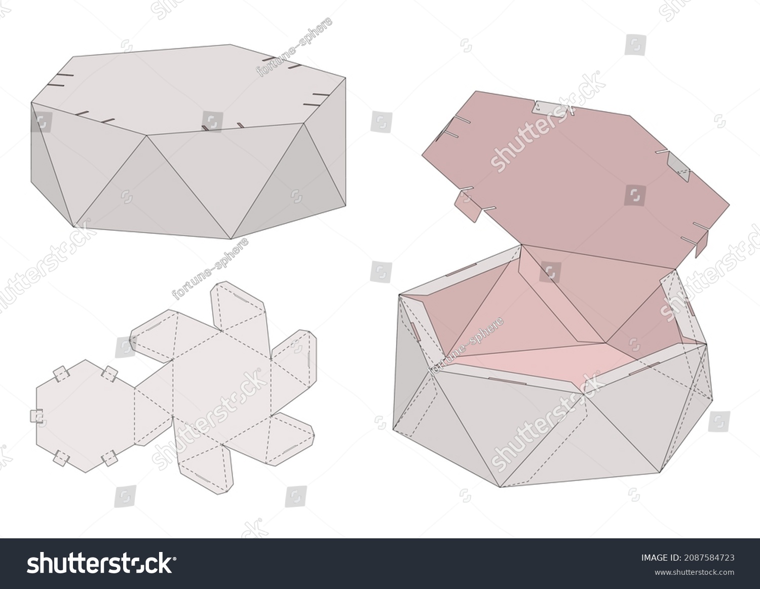 Retail Box with Blueprint Template. Cardboard - Royalty Free Stock ...