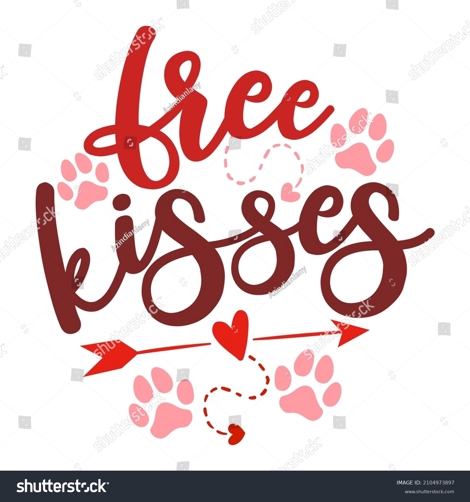 Free Kisses Sassy Calligraphy Phrase For Royalty Free Stock Vector