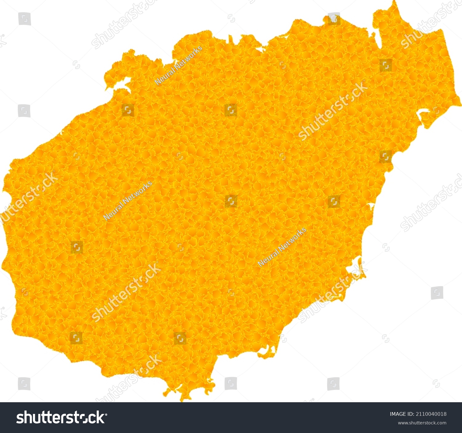 Vector Golden map of Hainan Island. Map of - Royalty Free Stock Vector ...