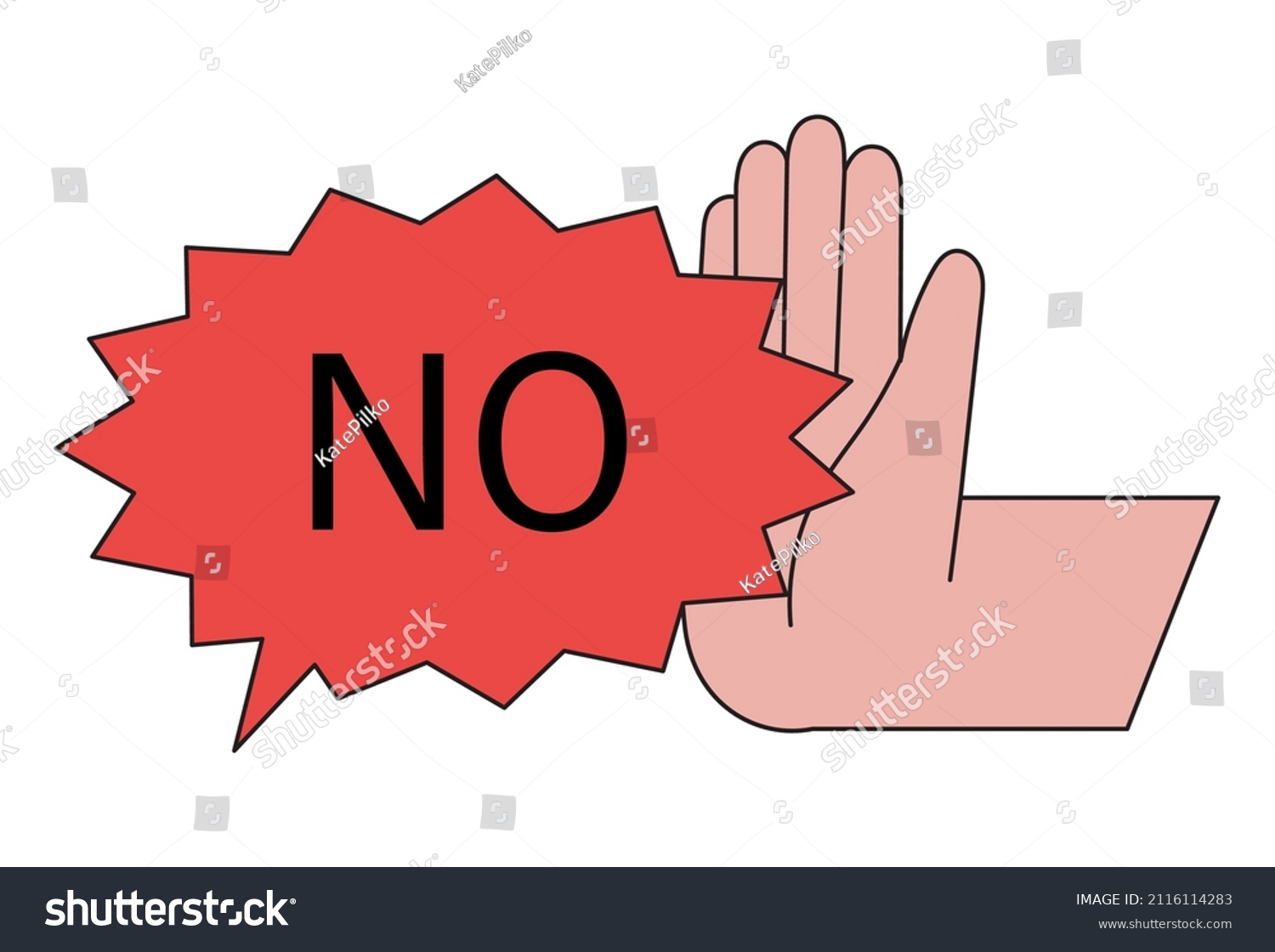 Cartoon vector illustration of No sign. Human - Royalty Free Stock ...