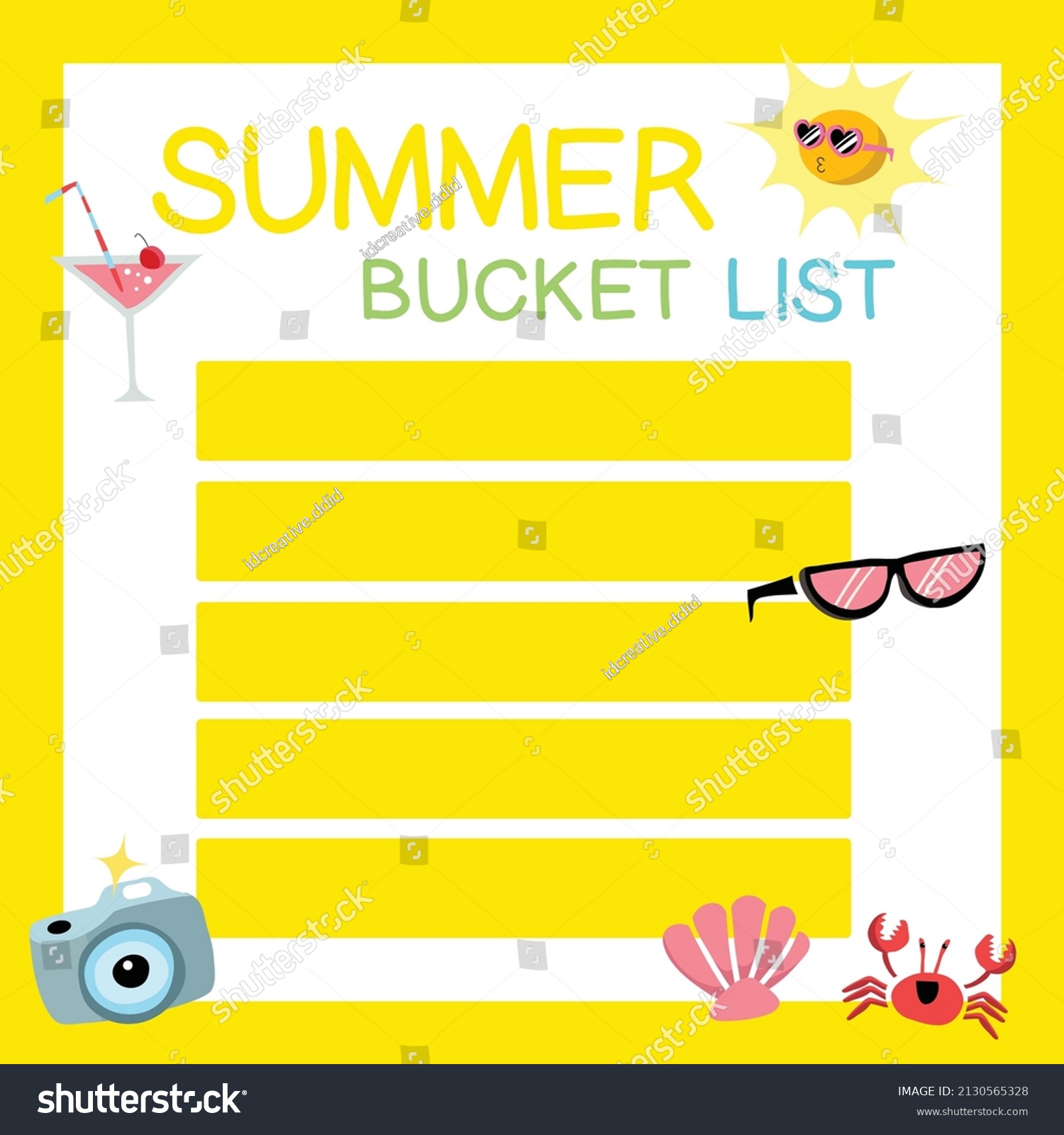 Summer bucket list with hand-drawn illustration - Royalty Free Stock ...