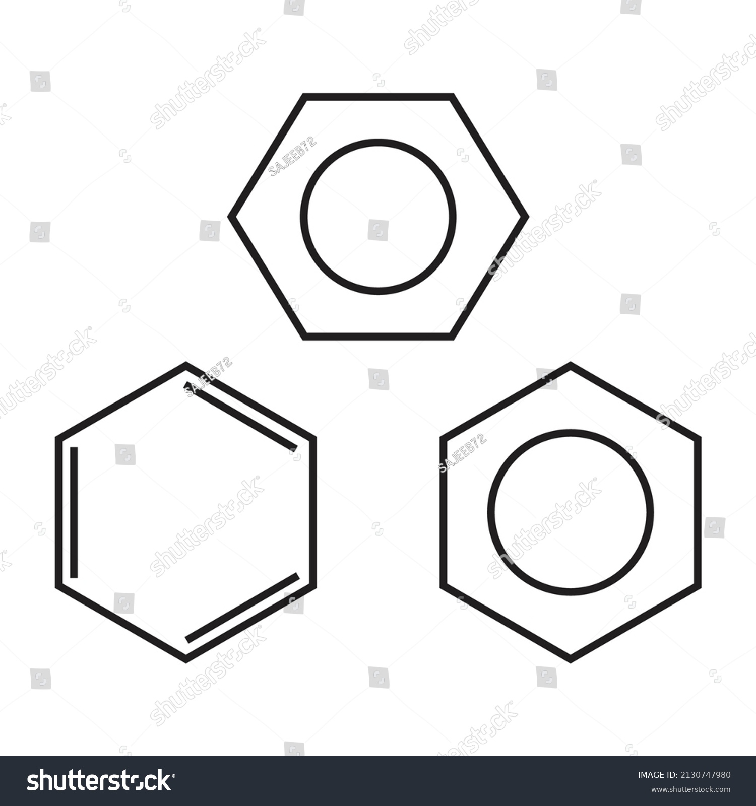 Benzene symbol. Icon set of benzene in three - Royalty Free Stock ...