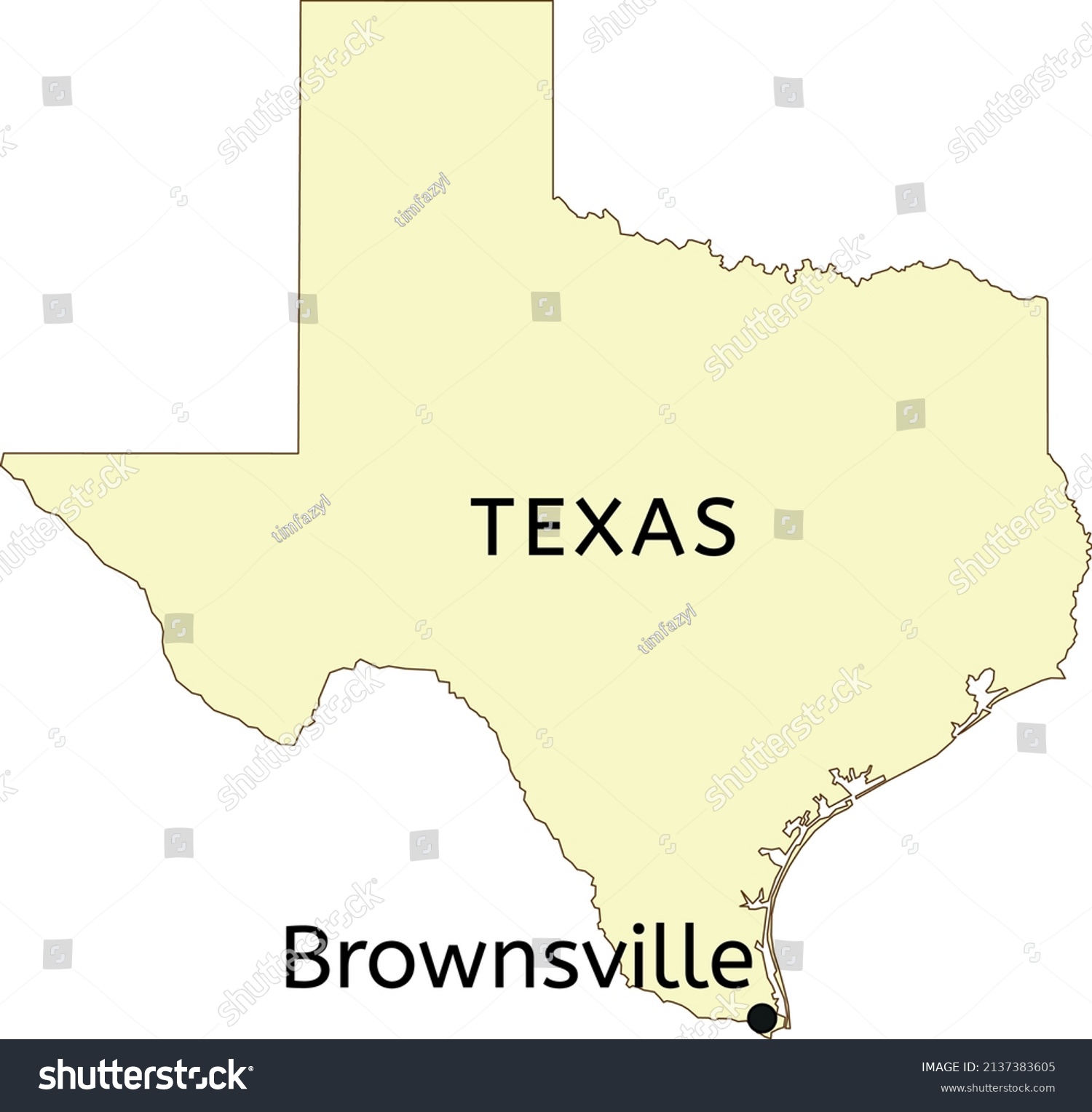 Brownsville City Location On Texas Map Royalty Free Stock Vector
