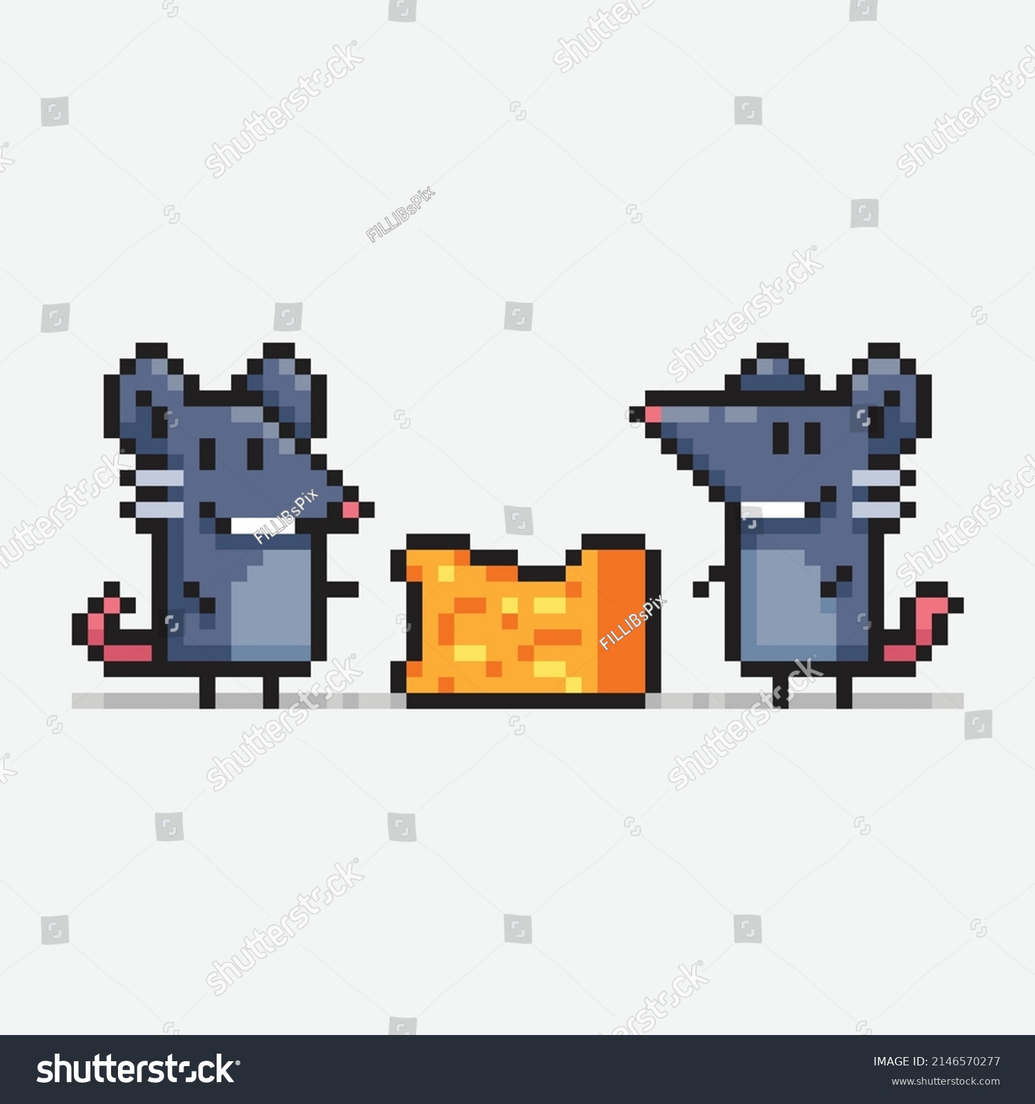 Pixel art two rats happy with a cheese. - Royalty Free Stock Vector ...
