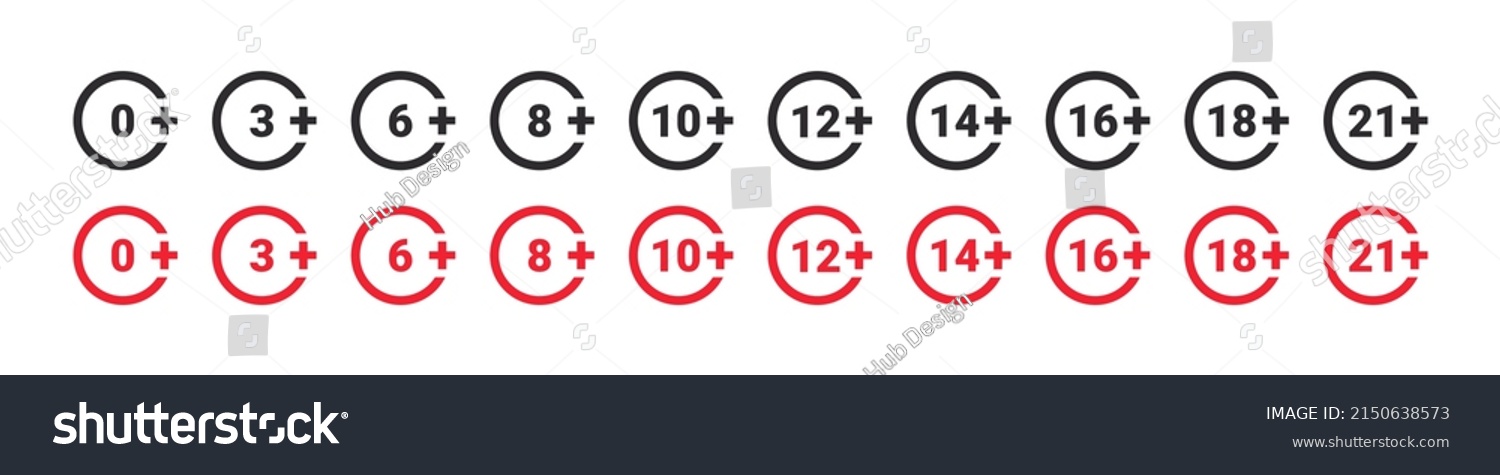 Age restriction signs. Mark age limit. - Royalty Free Stock Vector ...