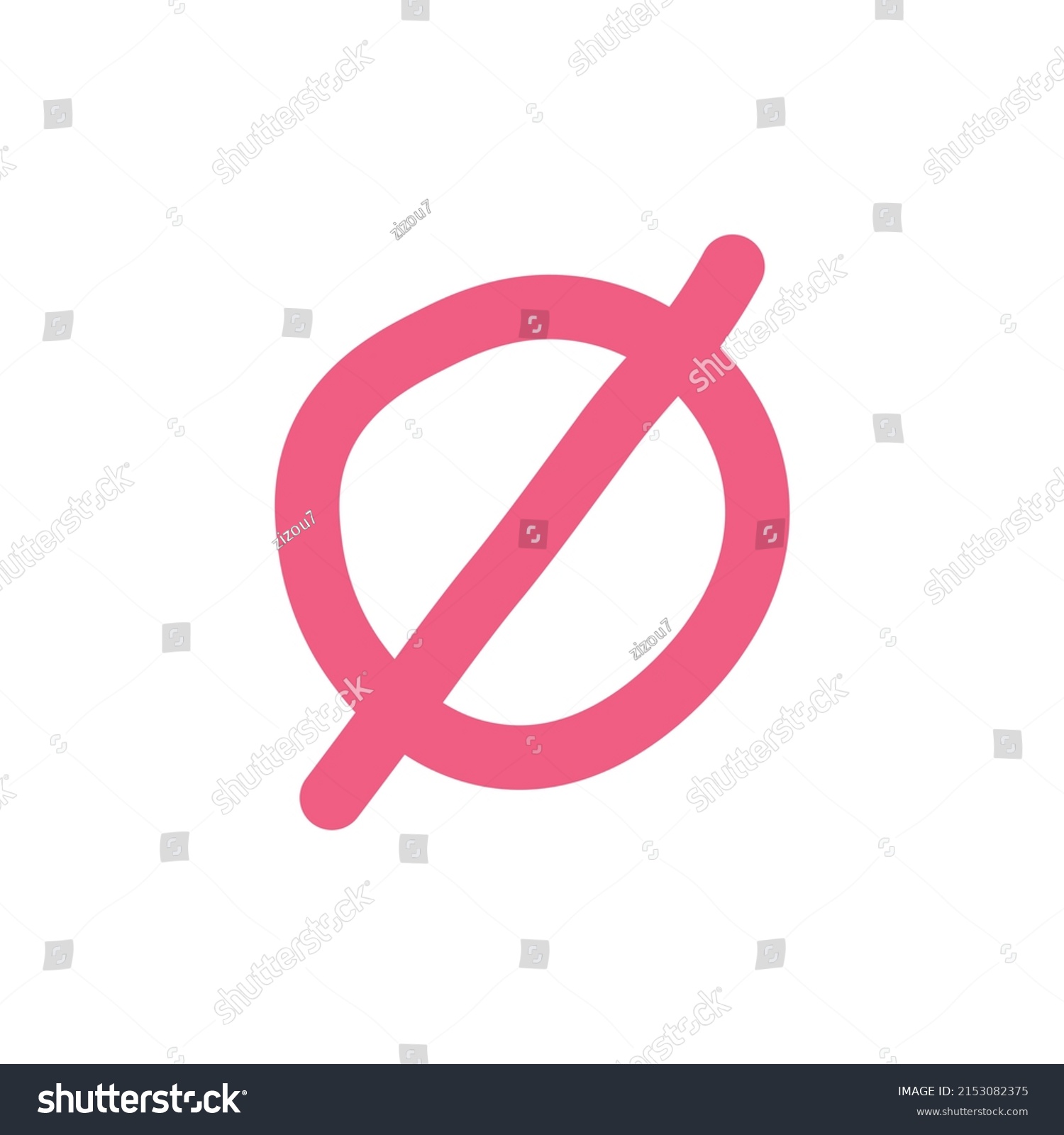 Hand Drawn Of Red Empty Set Or Null Set Or Void - Royalty Free Stock