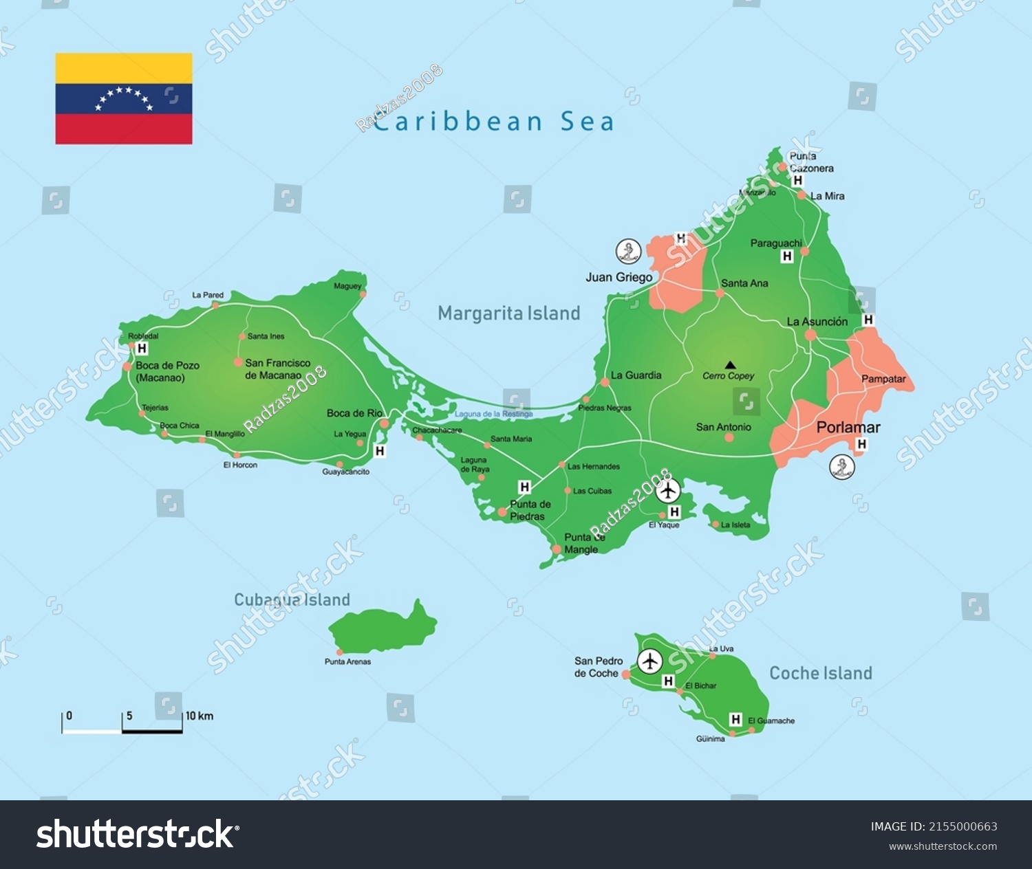 Vector illustration map of Margarita Island - Royalty Free Stock Vector ...