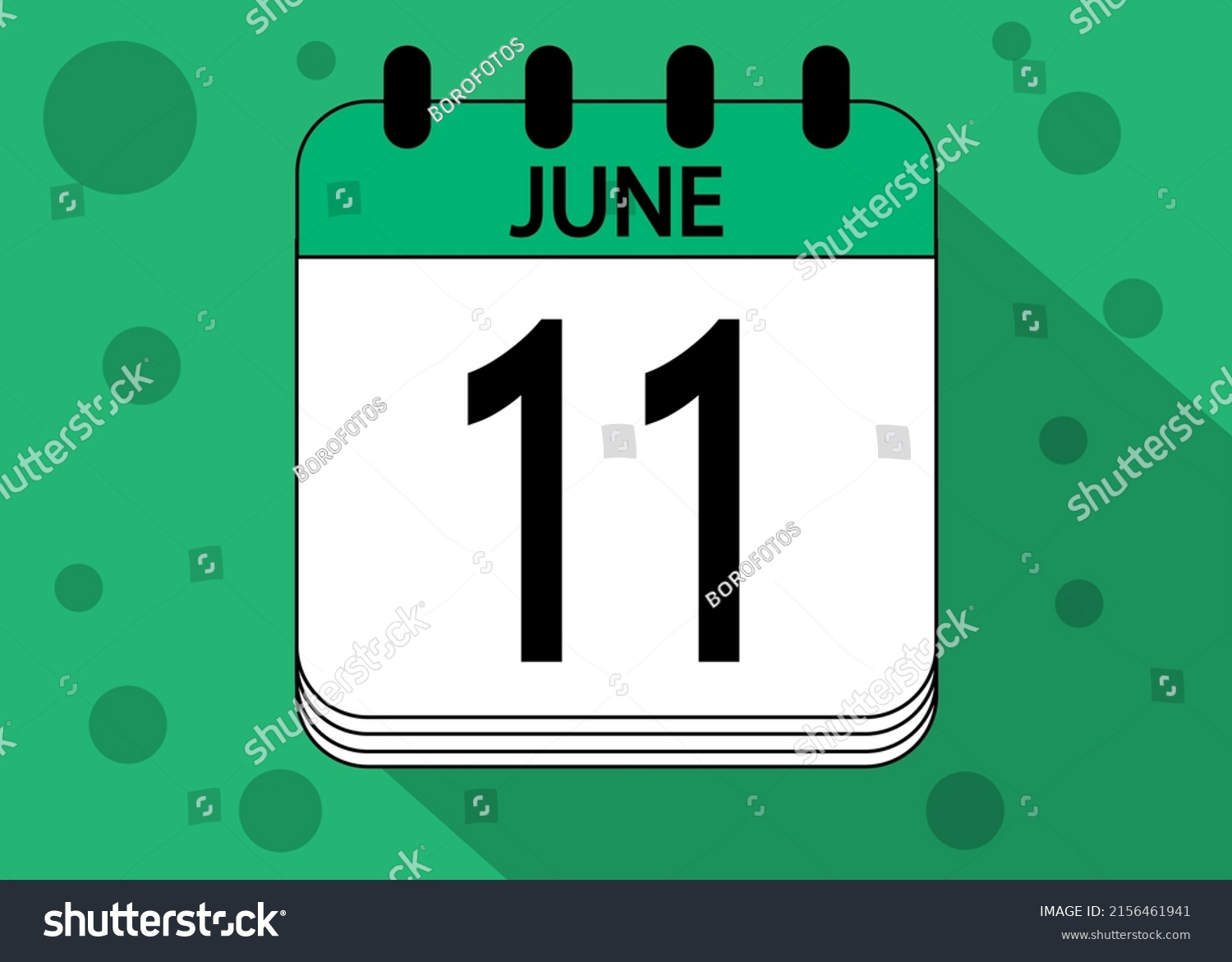 June 11 calendar date design green. Calendar - Royalty Free Stock ...