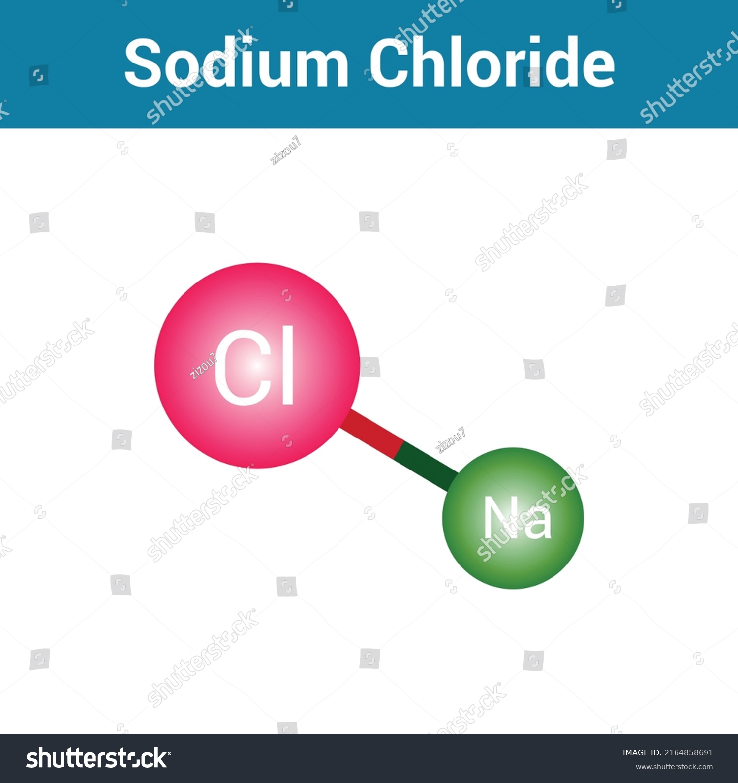 Sodium Chloride Nacl Molecular Structure Royalty Free Stock Vector