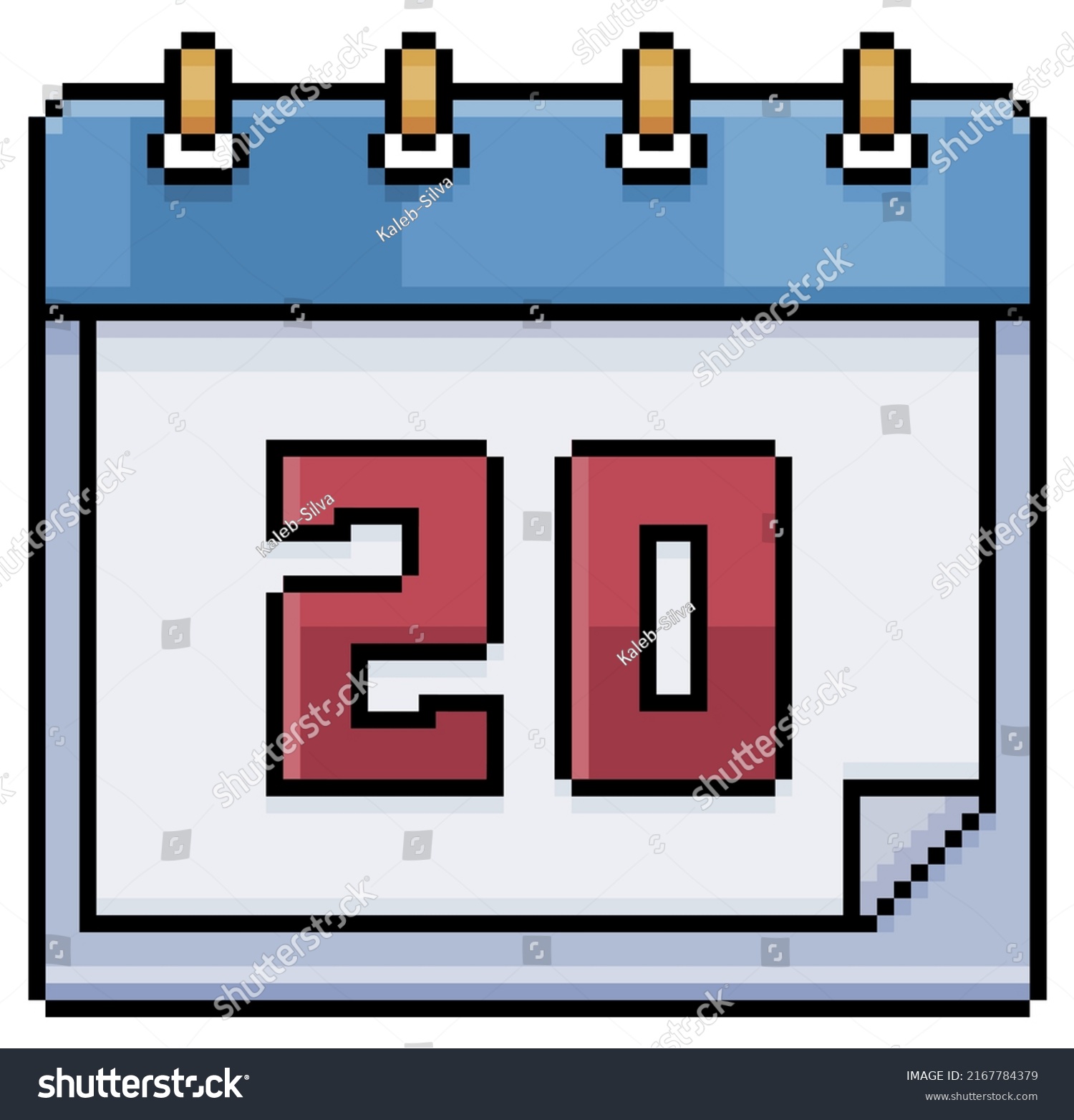 Pixel art calendar with date 20. Day 20. Holiday - Royalty Free Stock ...