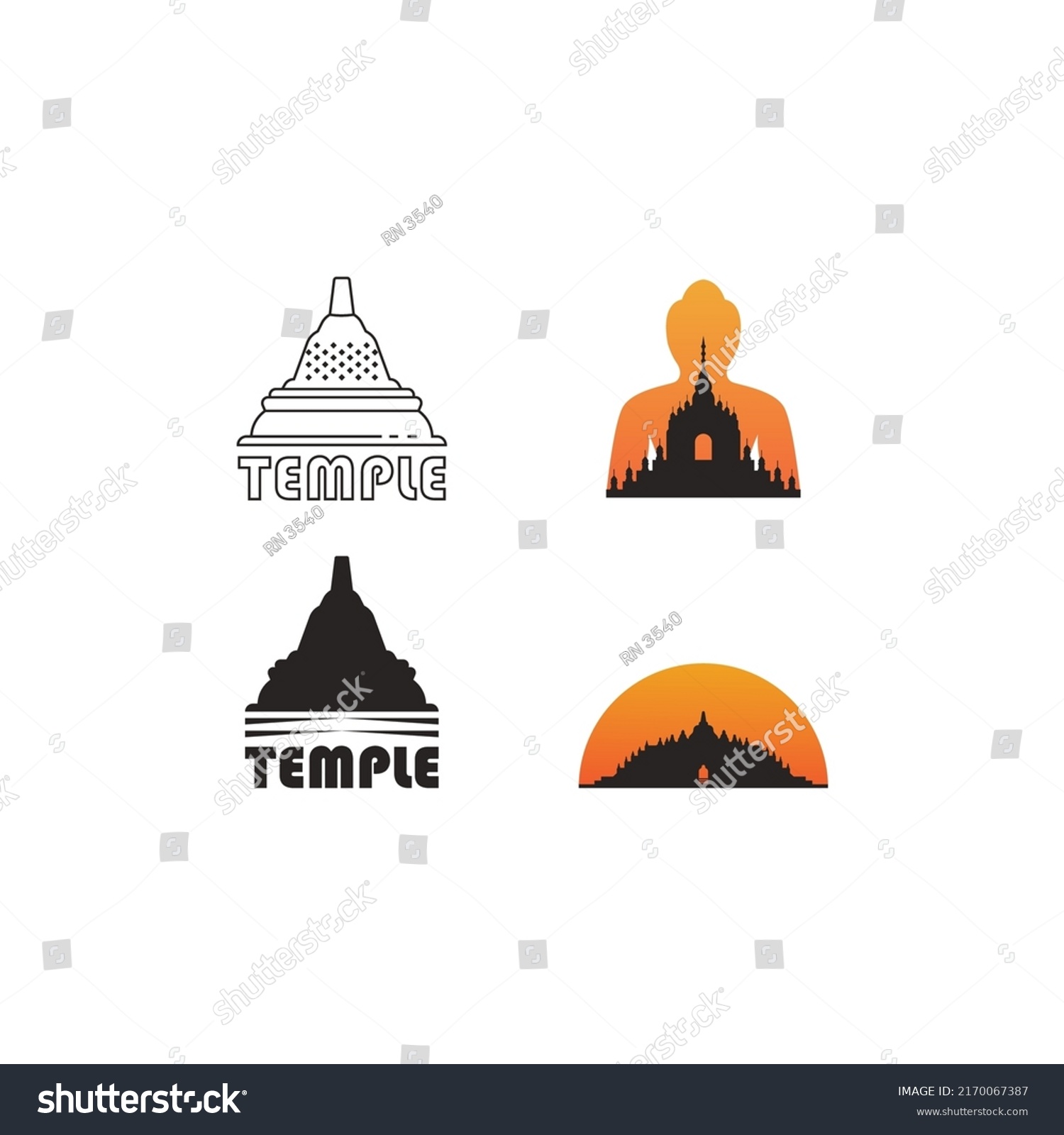 Temple Logo Vector Illustration Icon Design Royalty Free Stock Vector 2170067387