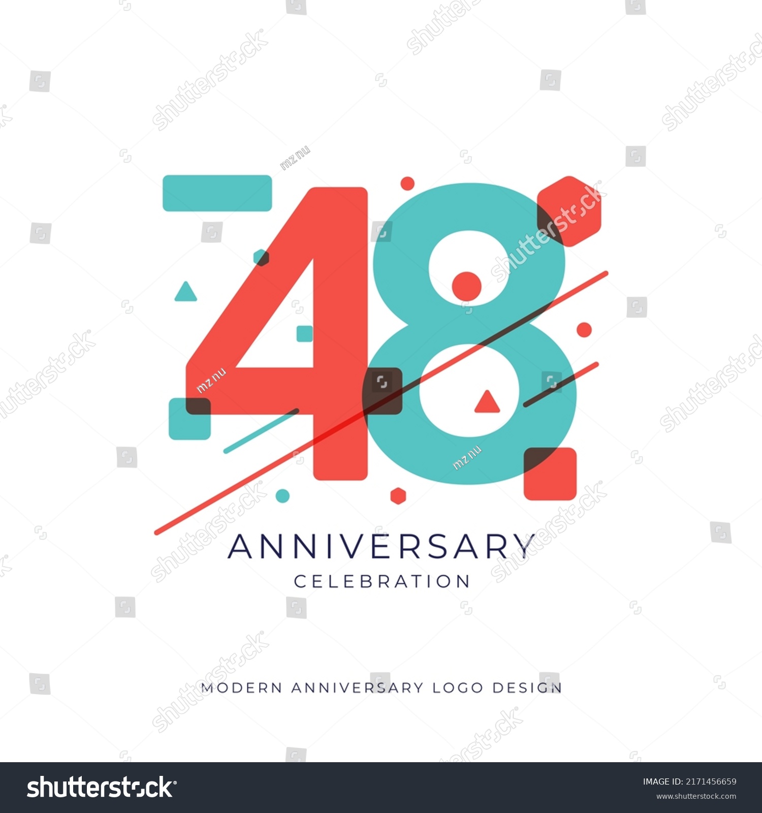 48 years anniversary celebration logo design - Royalty Free Stock ...