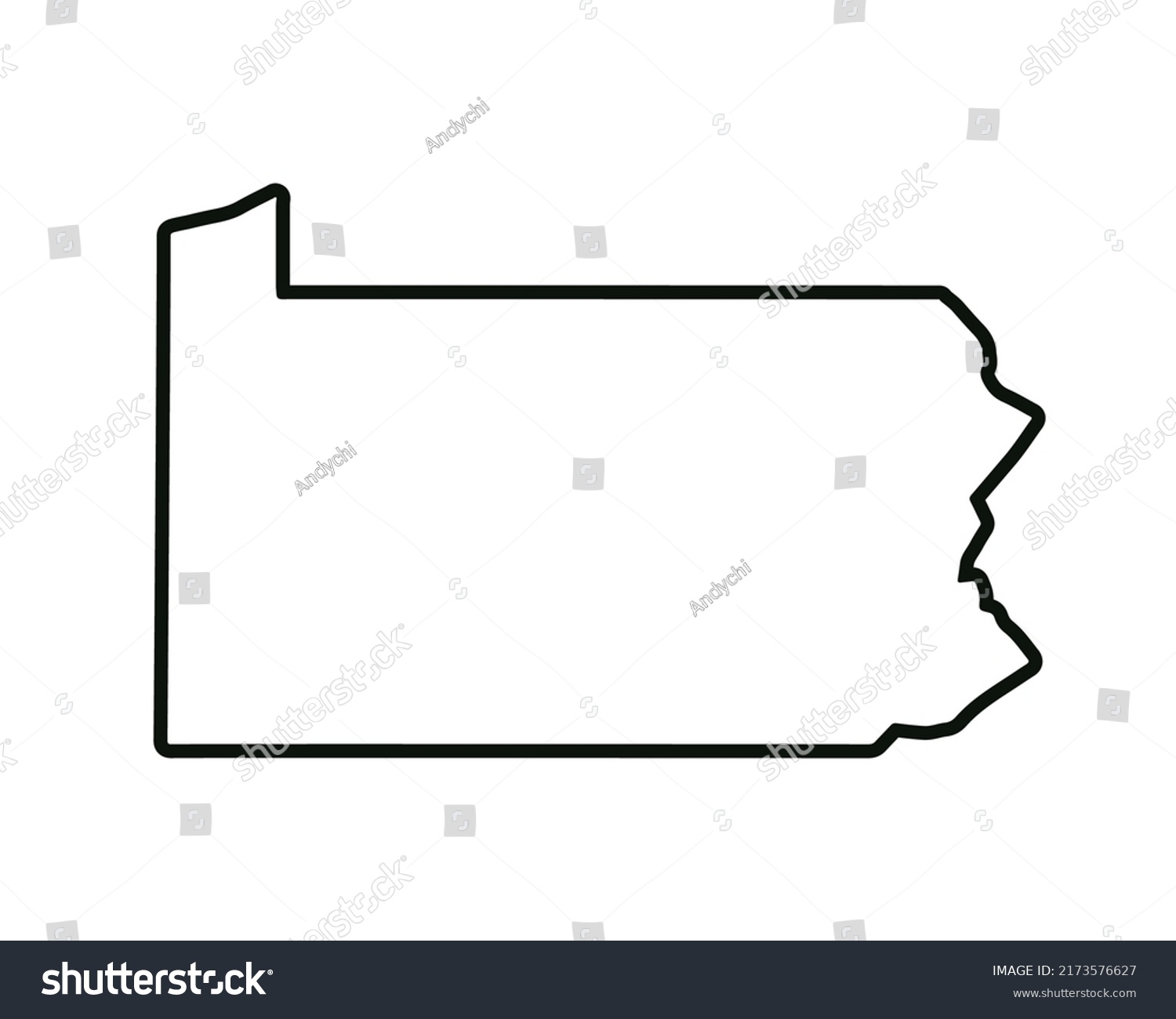 Pennsylvania State Map Us State Map Royalty Free Stock Vector 2173576627