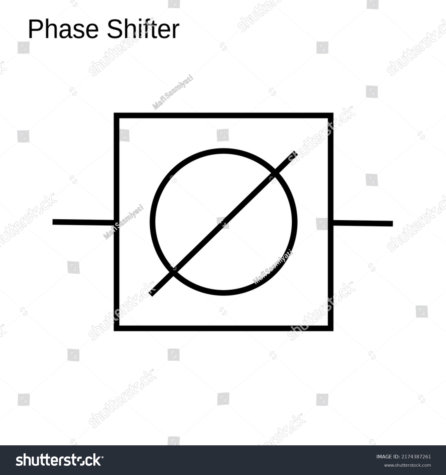 Phase Shifter Electrical Symbol Icon With White - Royalty Free Stock