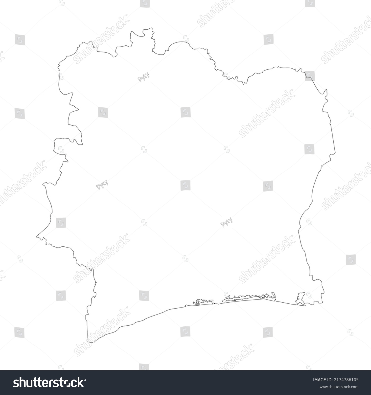 Ivory Coast Vector Country Map Outline Royalty Free Stock Vector
