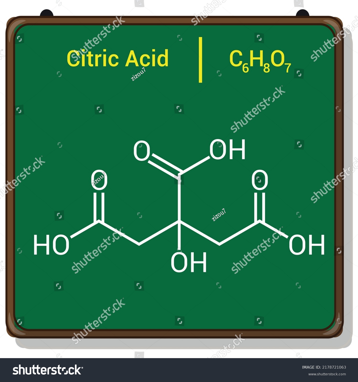 Chemical Structure Of Citric Acid C6h8o7 Royalty Free Stock Vector