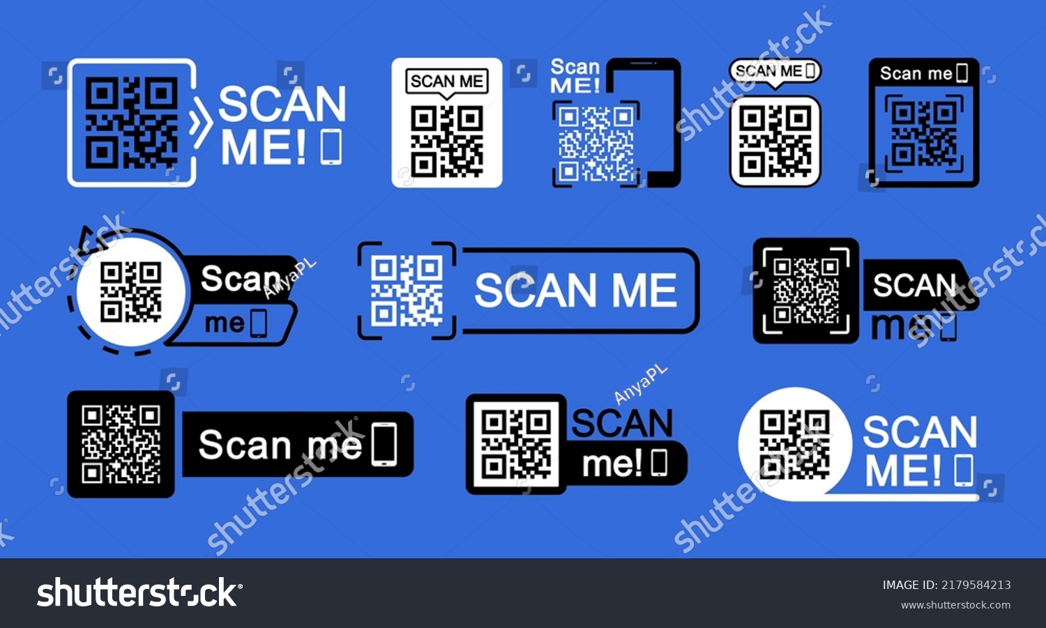 Qr Code Scan Icon Set Scan Me Frame Qr Code Royalty Free Stock Vector 2179584213