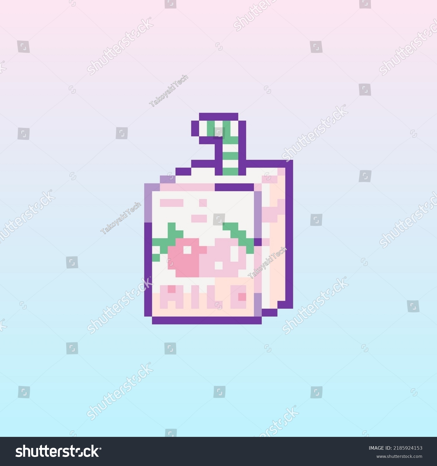 Pixel art strawberry milk icon. 8 bit vector - Royalty Free Stock ...
