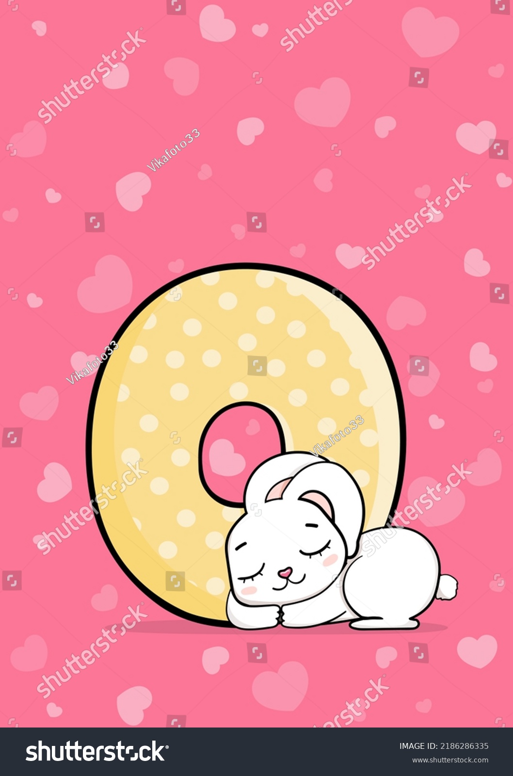 number with cute baby bunny animals for newborn - Royalty Free Stock ...